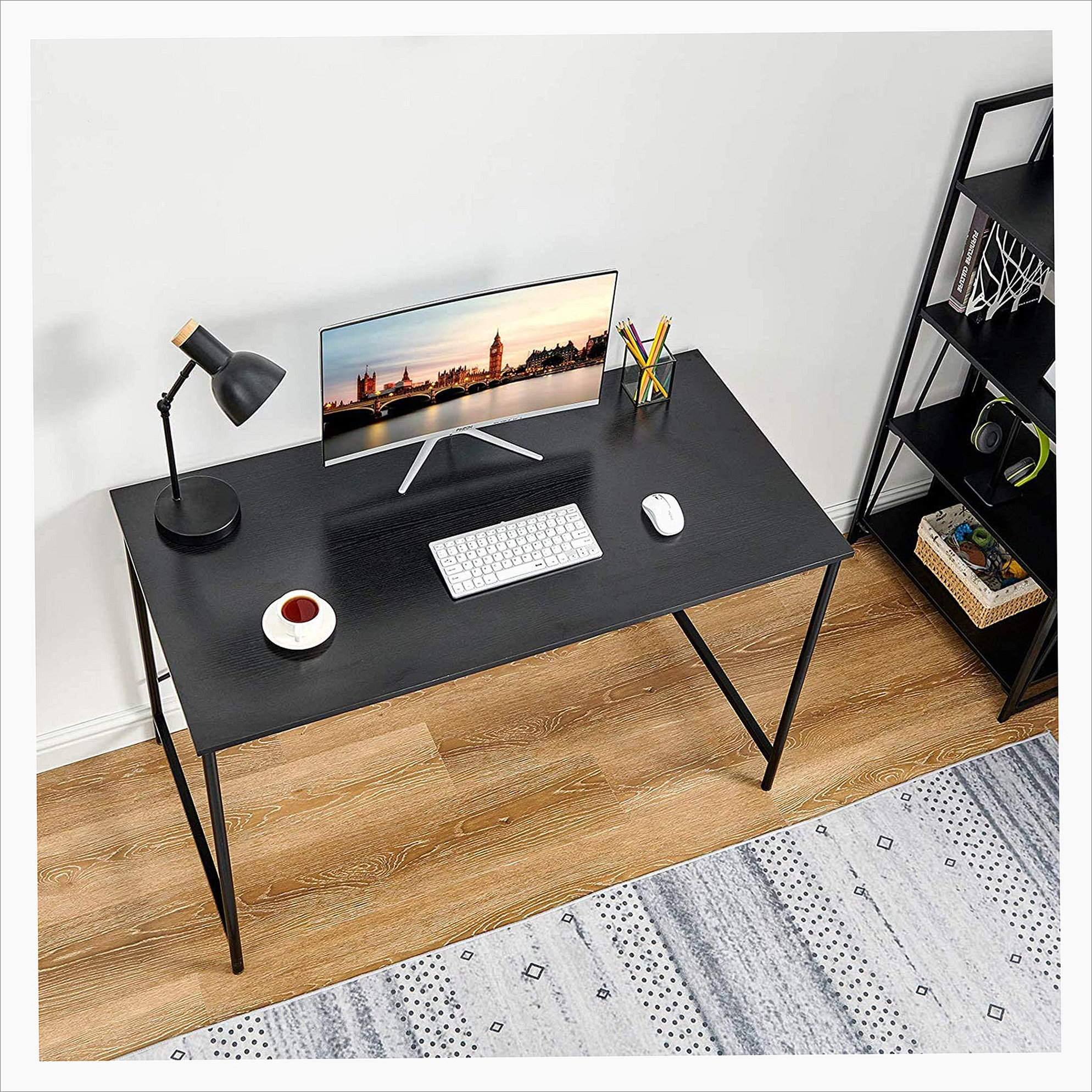 Ebern Designs Metal Frame Home Office Writing Desk - Full Black | Wayfair