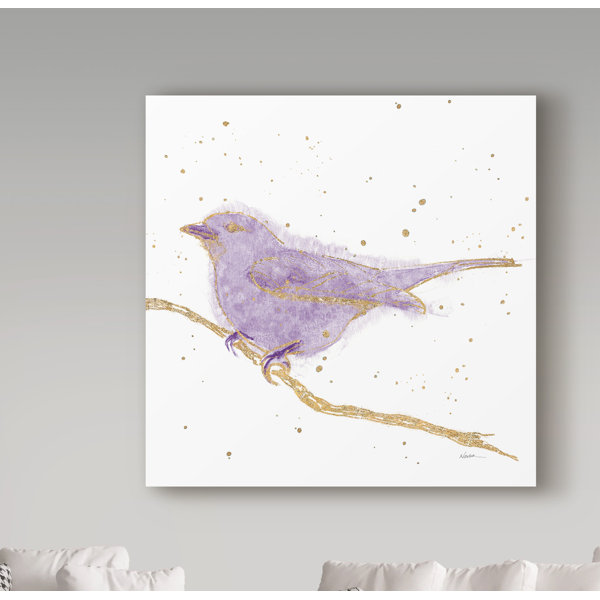 Trademark Fine Art 'Gilded Bird I Lavender' Acrylic Painting Print on ...