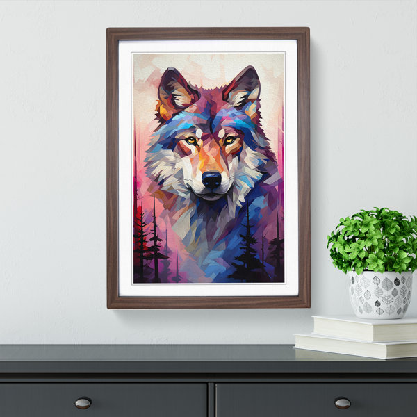 Alpen Home Wolf Cubism No.2 - Single Picture Frame Print on Wood ...