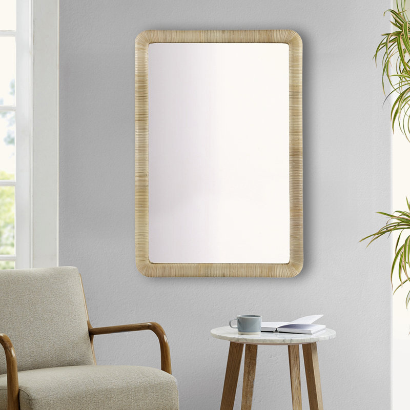 Bay Isle Home™ Natural Rattan Rectangle Wall Mirror | Wayfair