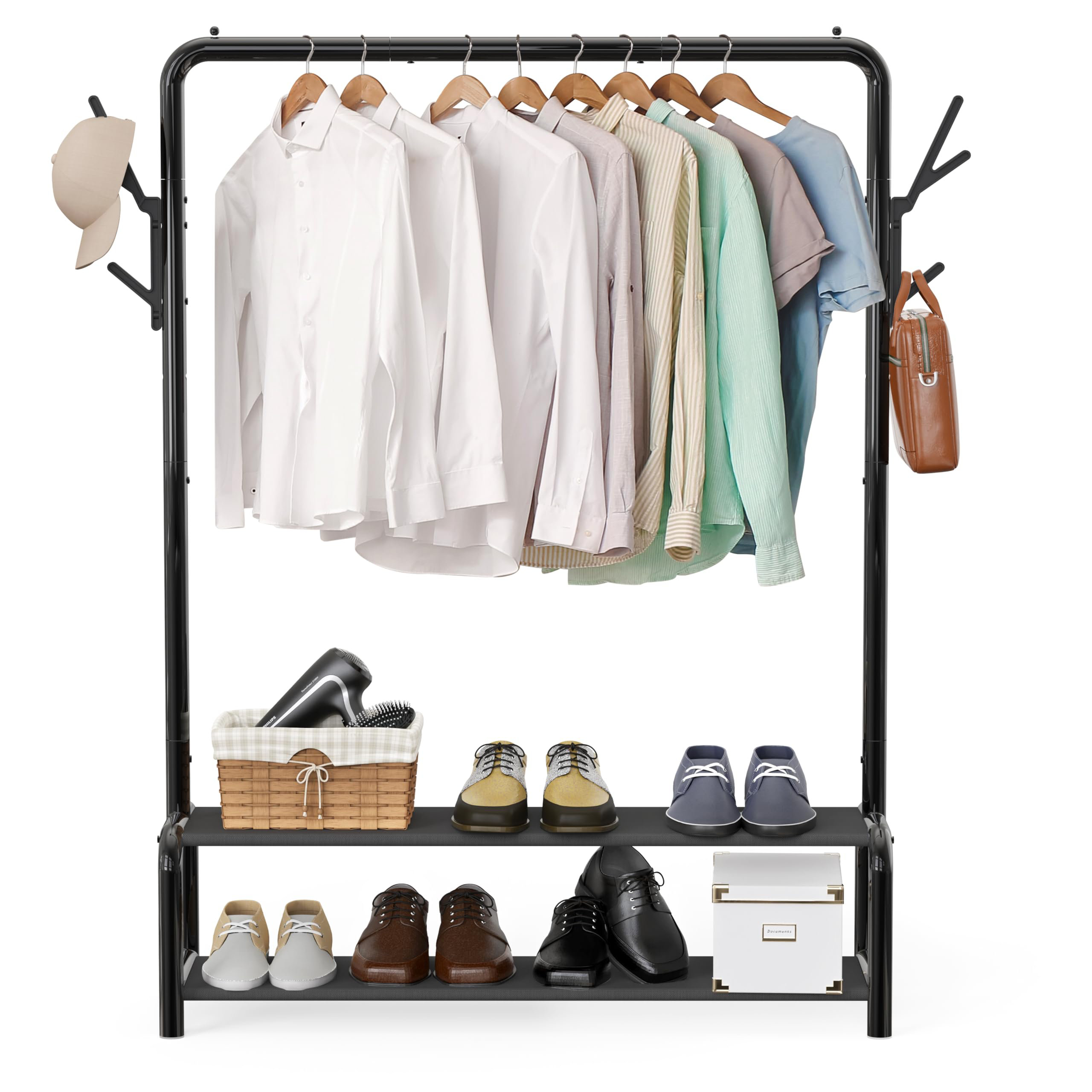 Latitude Run® Freestanding Clothing Storage Rack With Storage Rack And ...