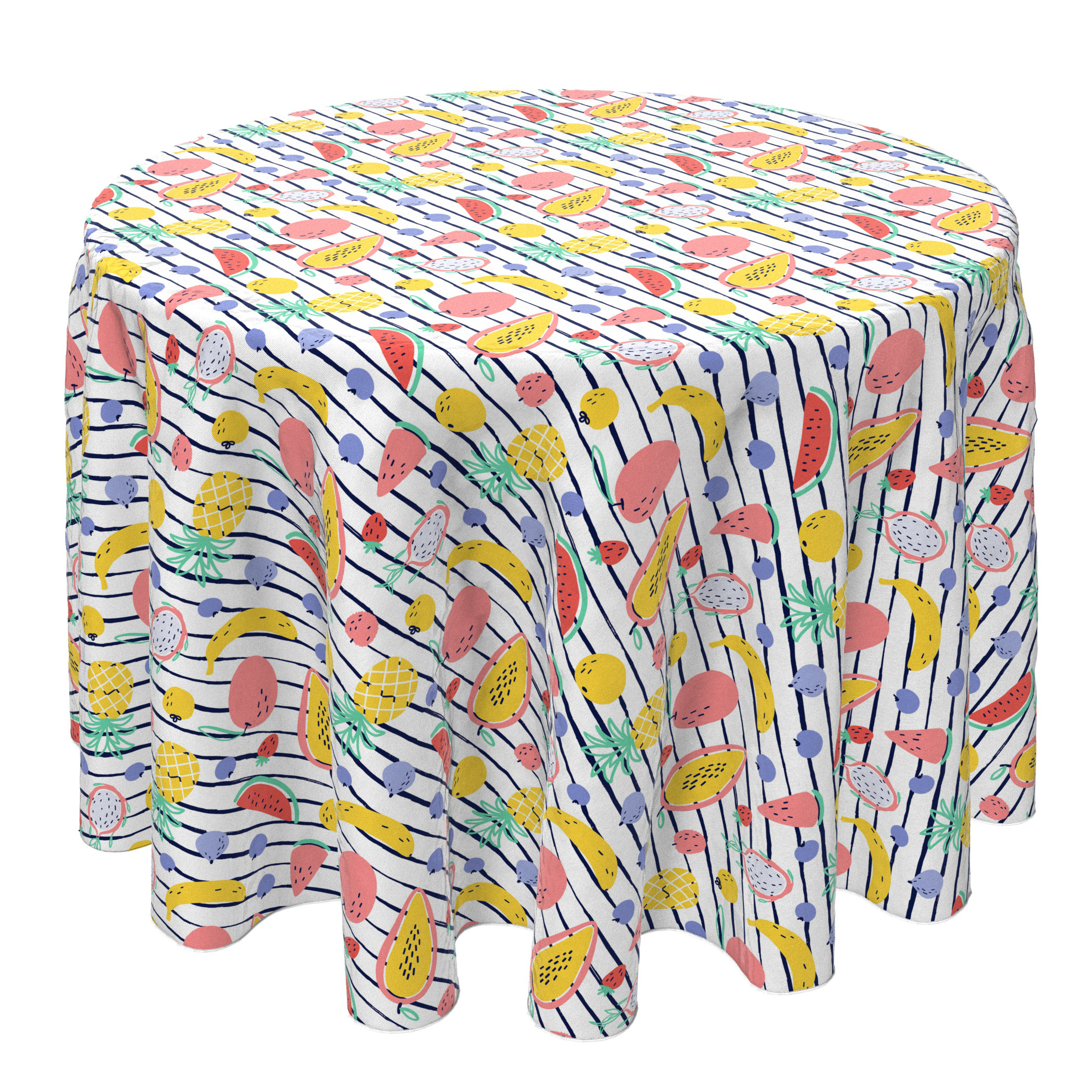 East Urban Home Round Tablecloth, 100% Cotton, 60 Round", Summer Fruits ...