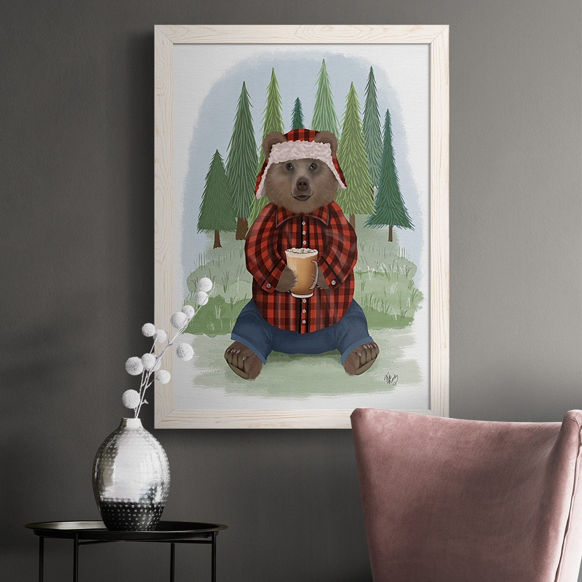 Trinx Lumberjack Bear Latte-Premium Framed Canvas - Ready To Hang ...