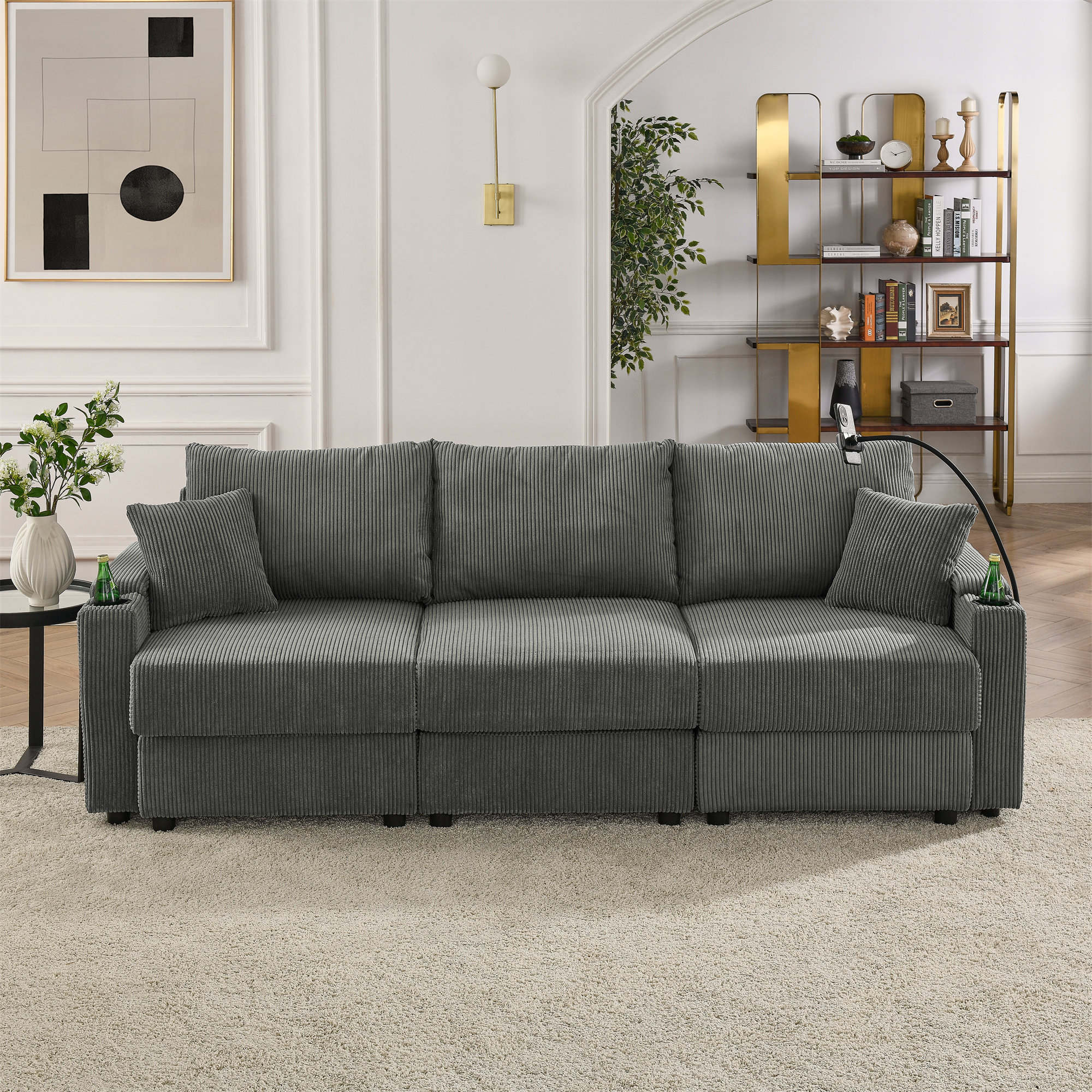 Ebern Designs Anthony Modern Corduroy Sectional Sofa | Wayfair