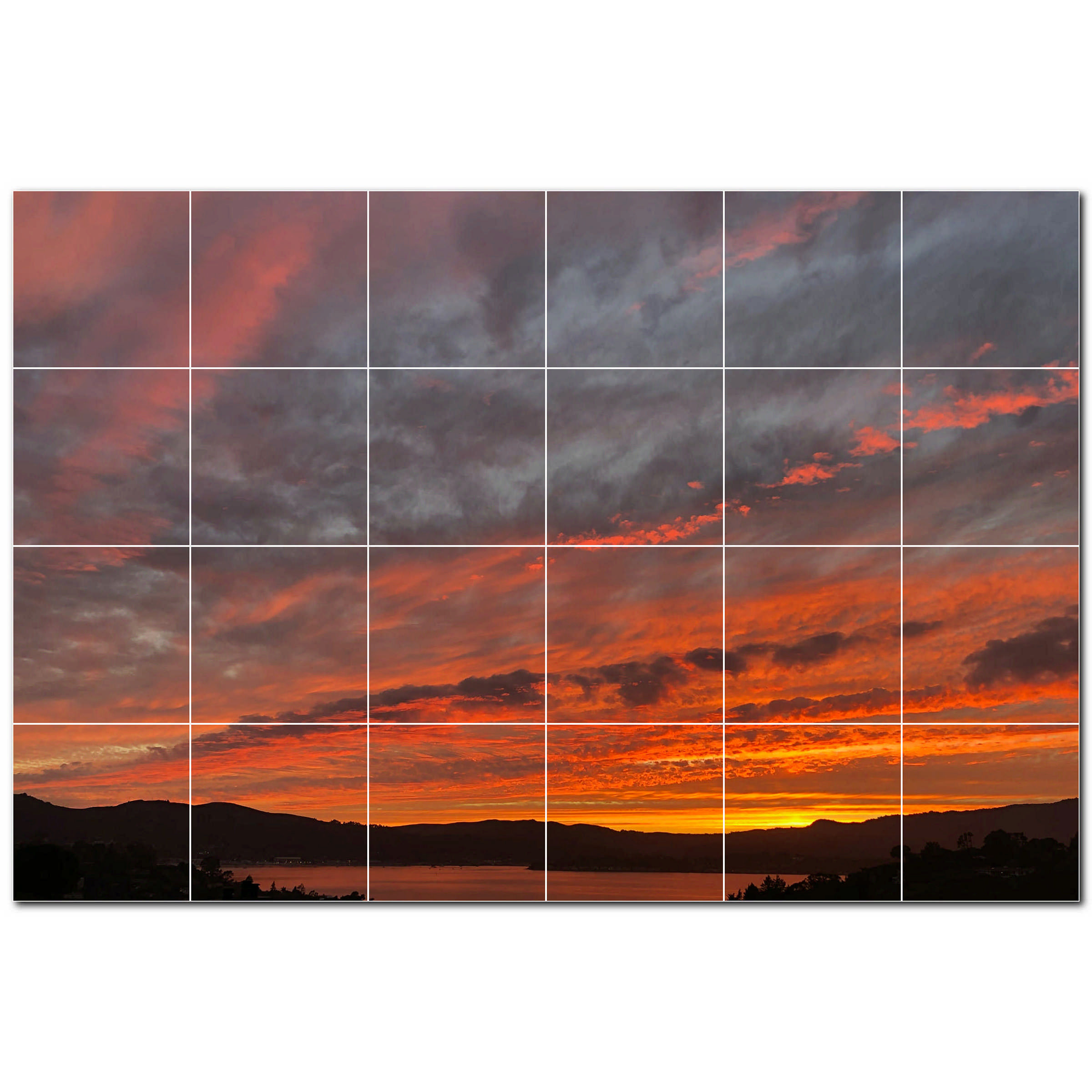 Picture-Tiles.com 72" x 48" Ceramic Sunset Photo Decorative Mural Tile ...