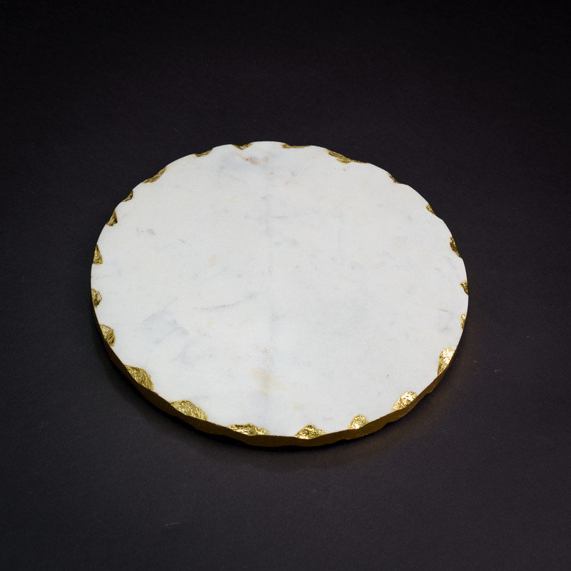 Mercer41 White Marble Round Trivet With Gold Trim - Wayfair Canada
