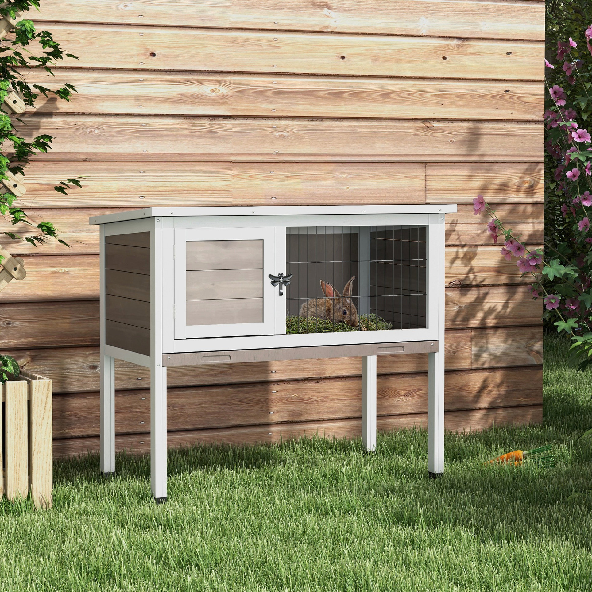 One Allium Way® Indoor/Outdoor Elevated Cage For Single Rabbit, Brown ...