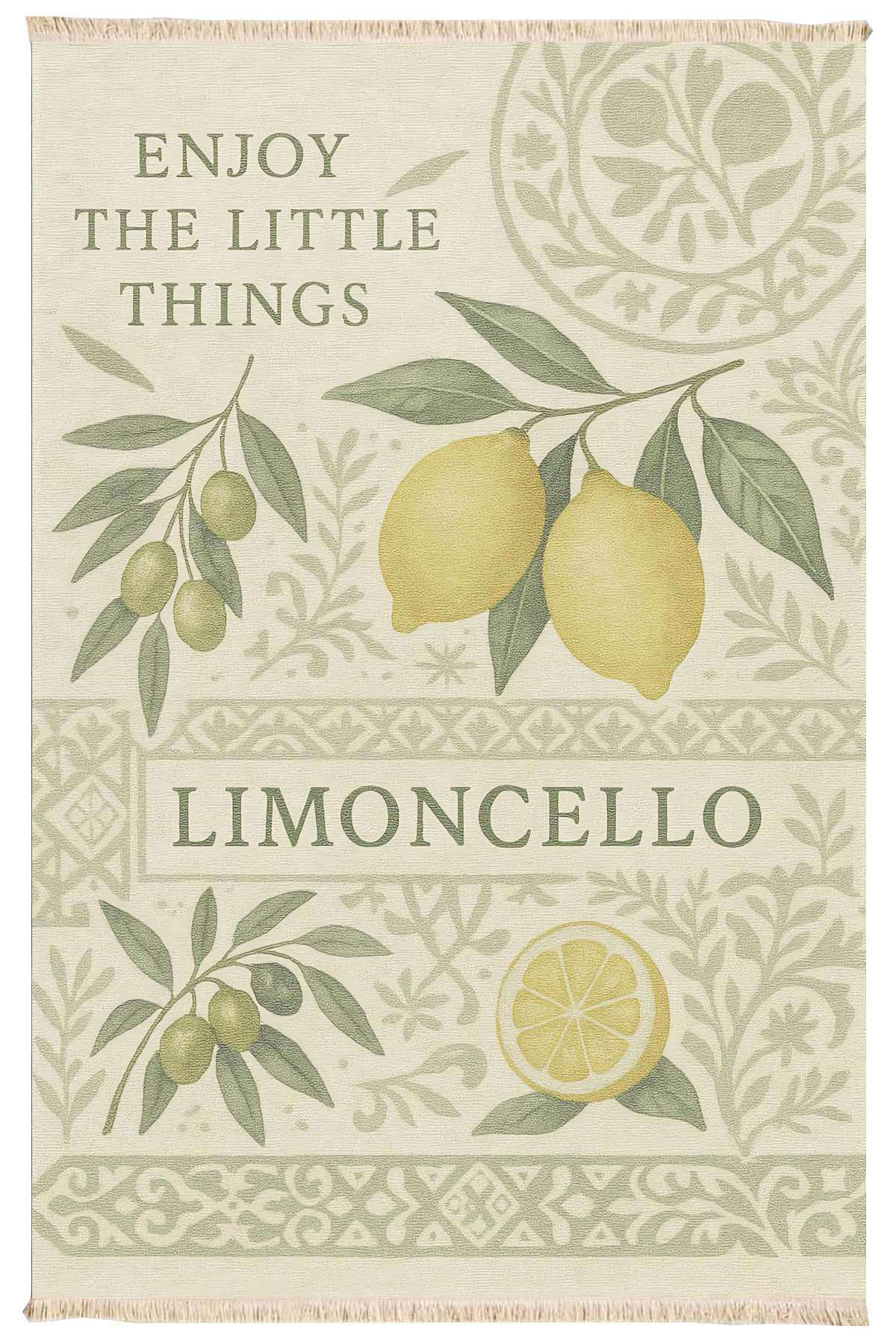 August Grove® Limoncello Monochromatic Lemon & Olive Runner | Wayfair