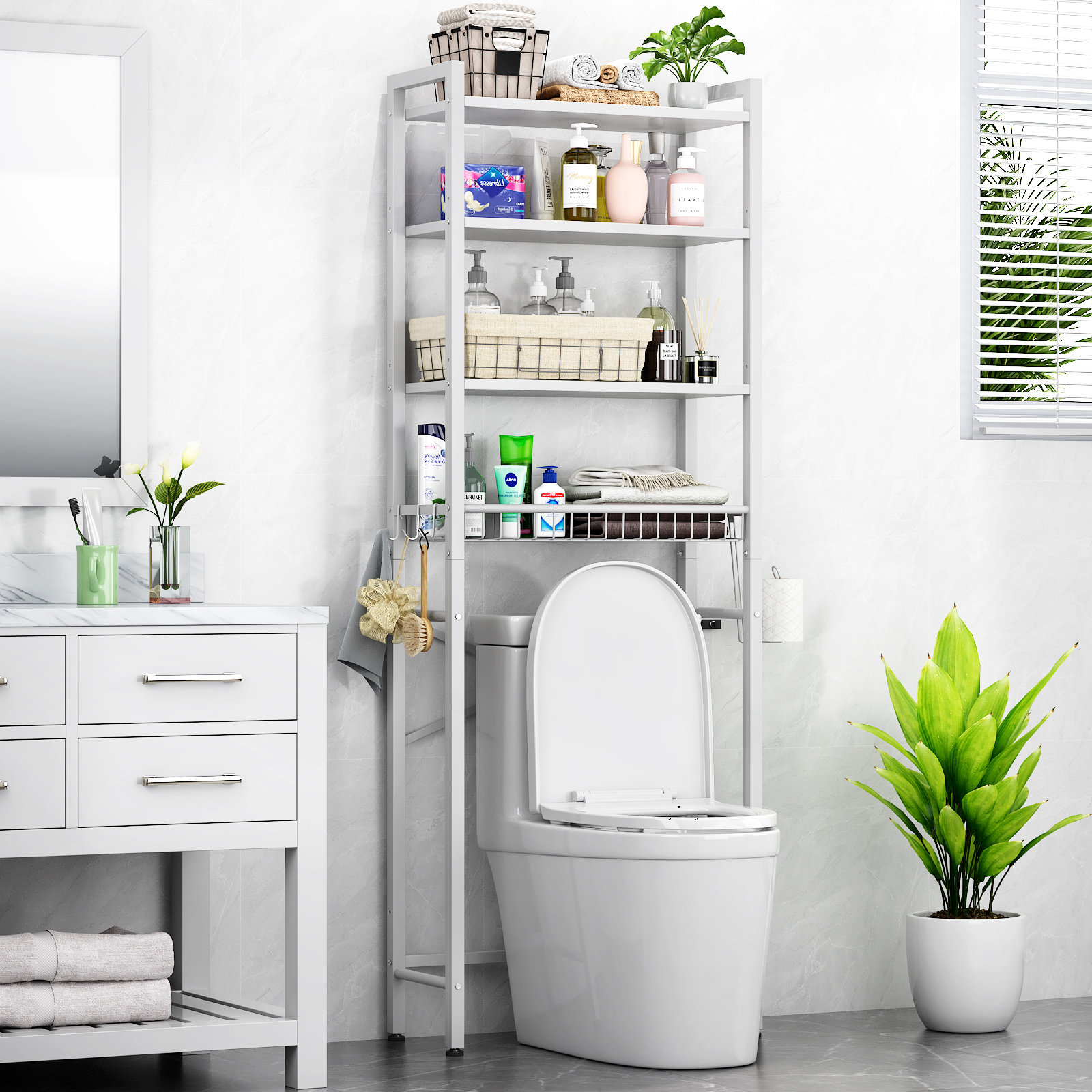 Fascinating Towel Rack Over The Toilet Images