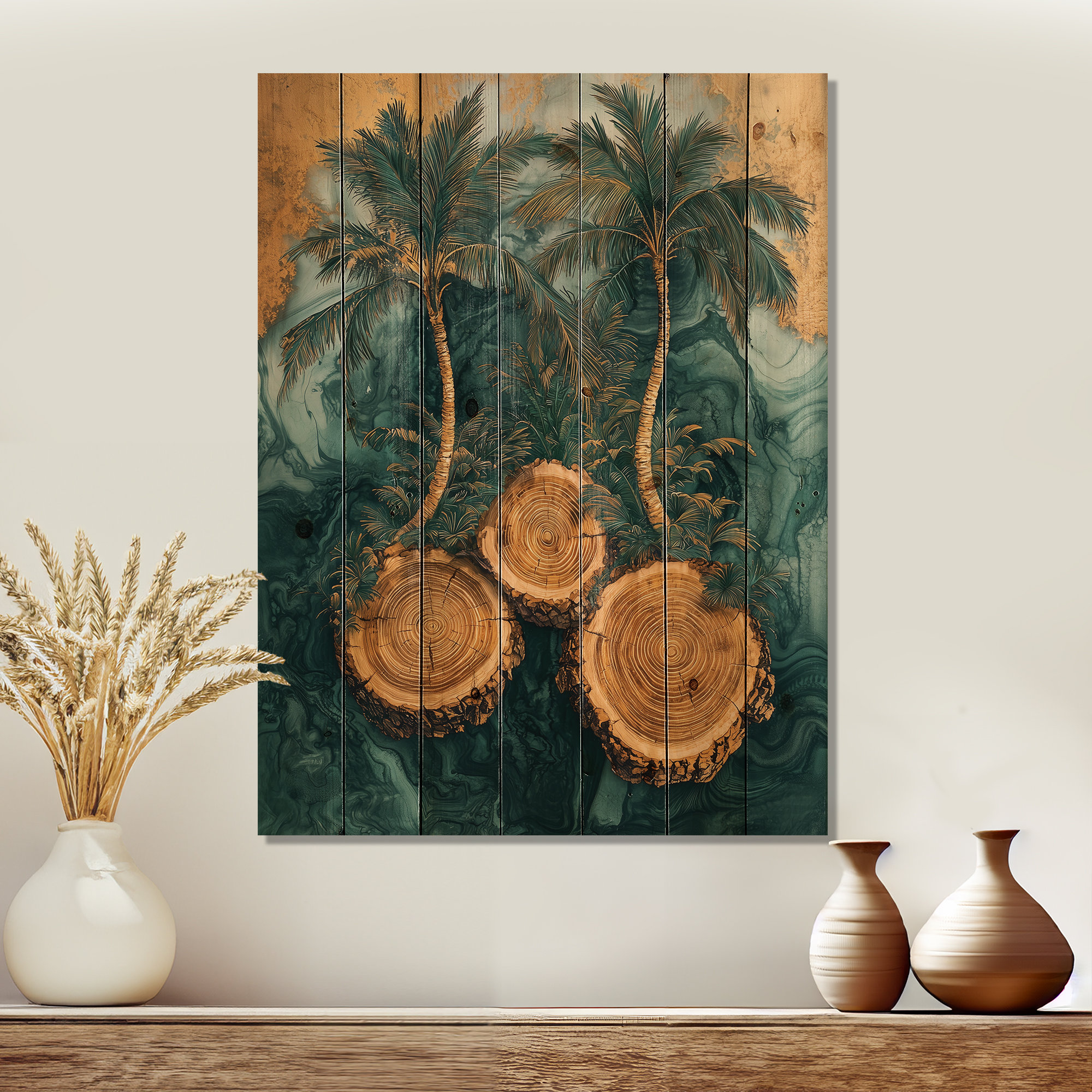 Ophelia & Co. Emerald Palm Trees On Golden Tropical Forest III - Palms ...