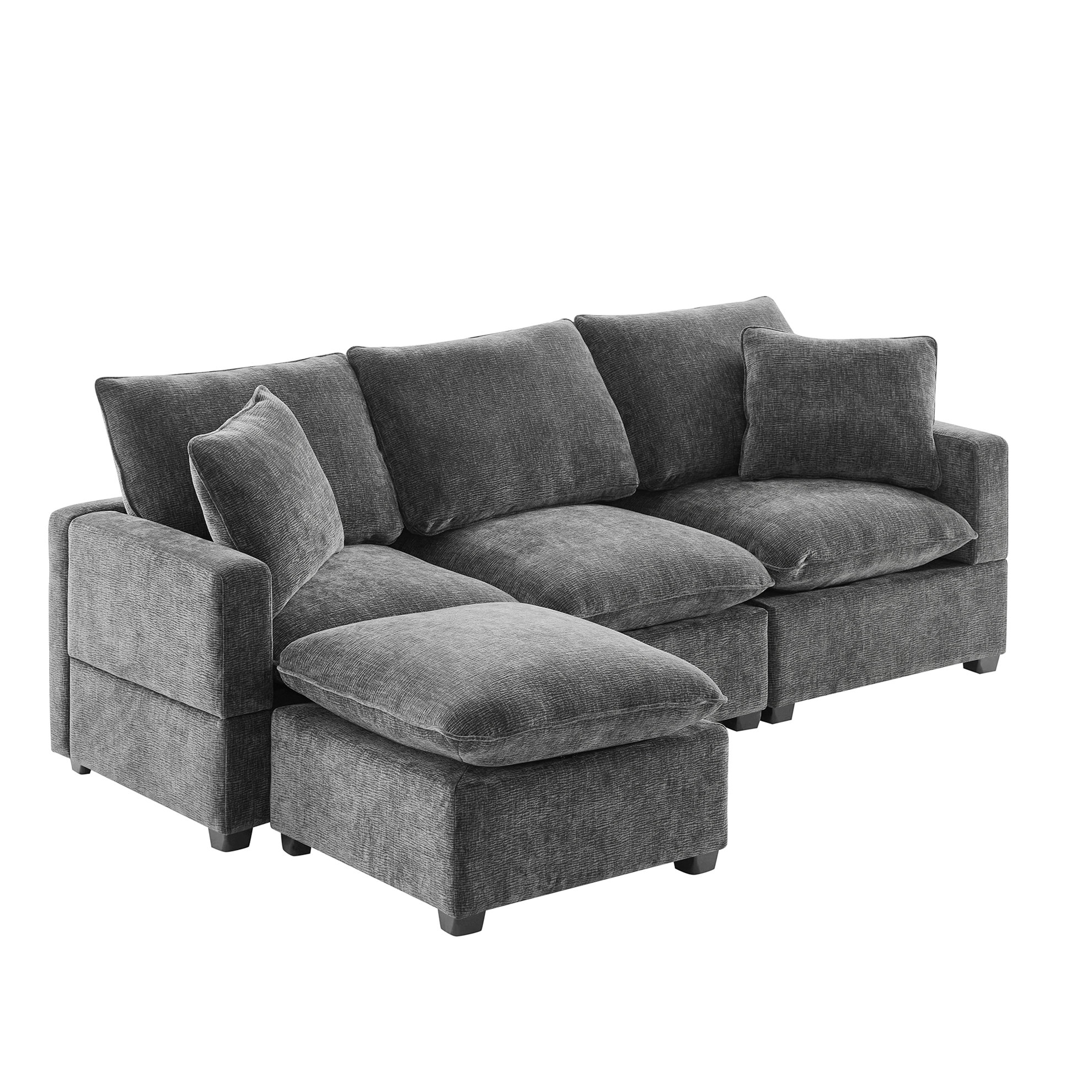Latitude Run® Modern Modular Sofa, 4 Seat Chenille Sectional Couch Set ...