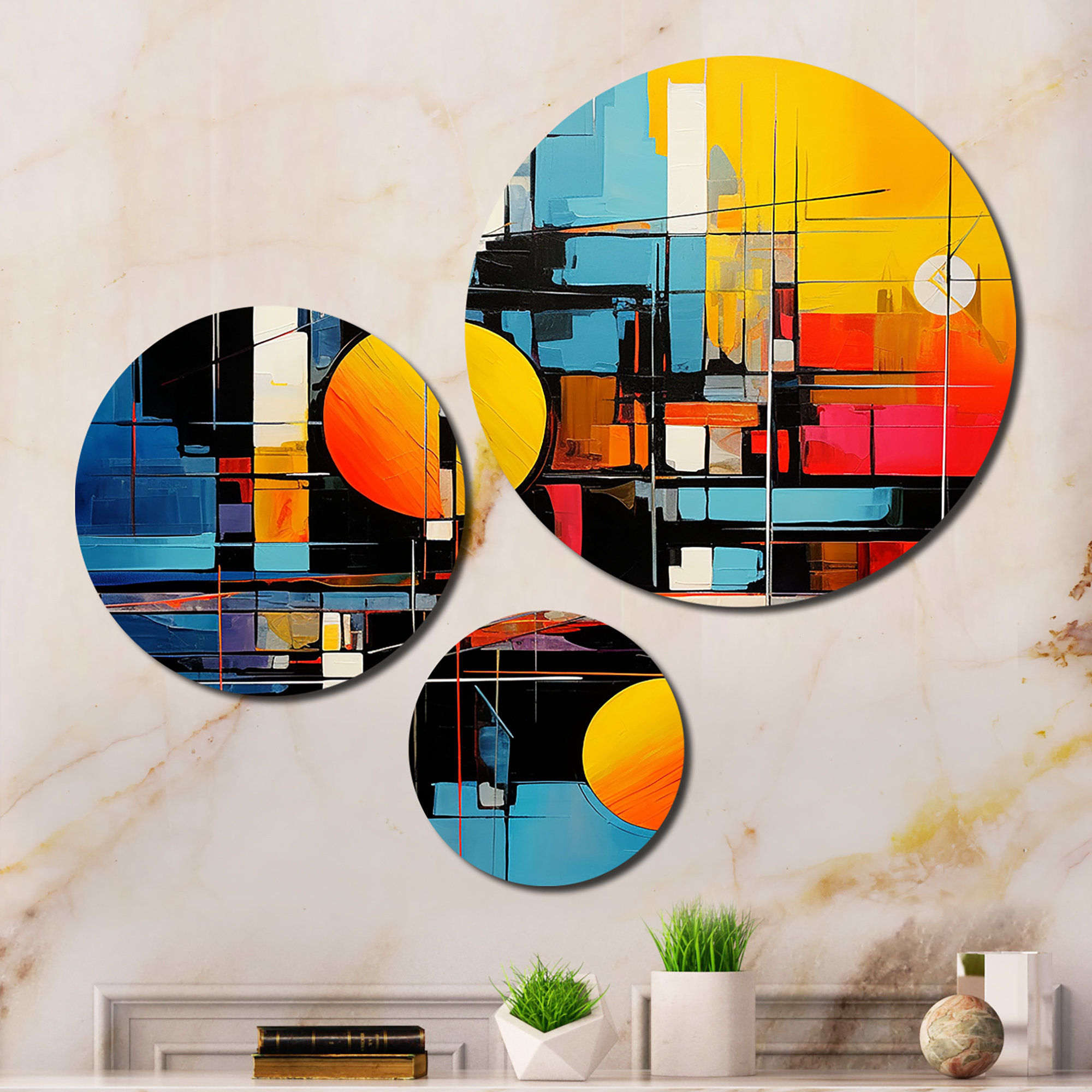 Ivy Bronx Blue Orange Mid Century Abstract Reflections II - Mid-century ...