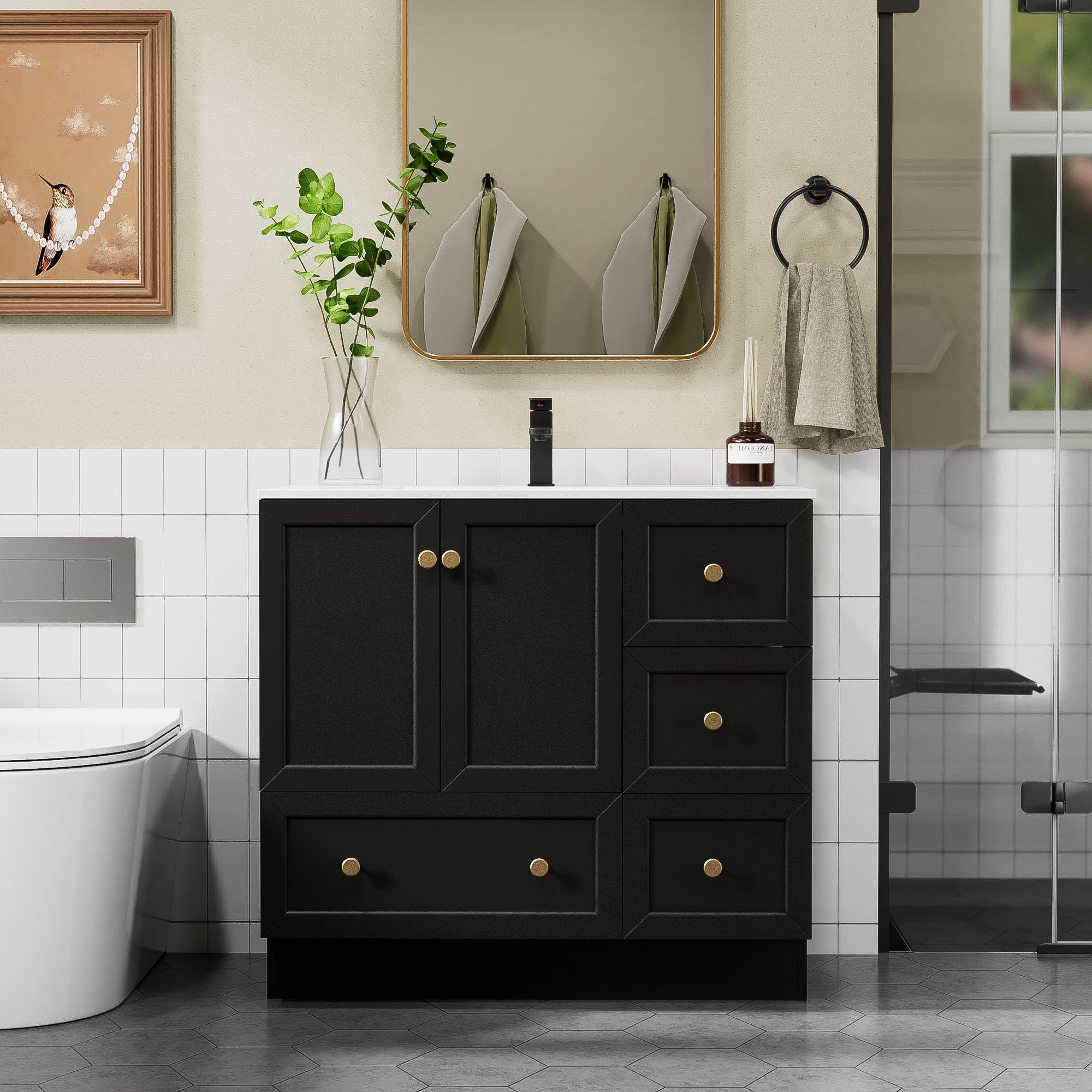 Winston Porter Romia 36'' Modern Single Bathroom Vanity Set with Sink ...