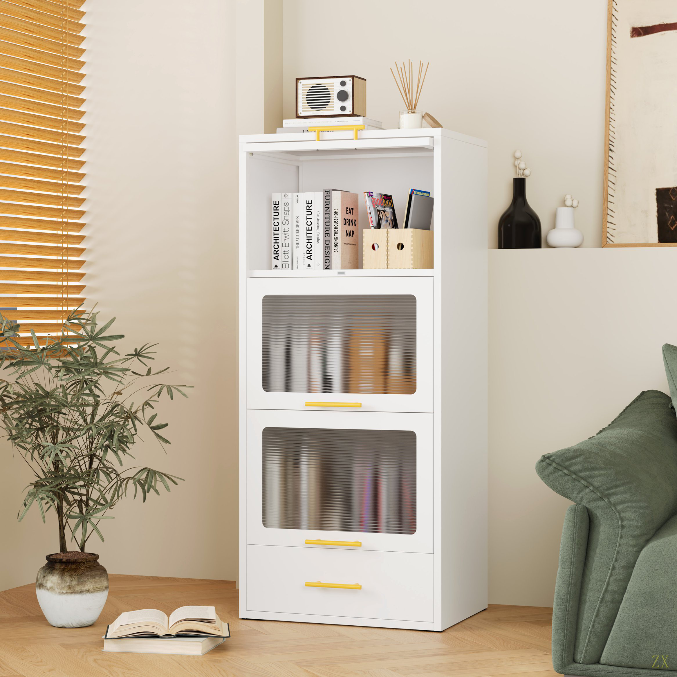 George Oliver Metal Display Cabinet, 49-Inch High Bookshelf And ...