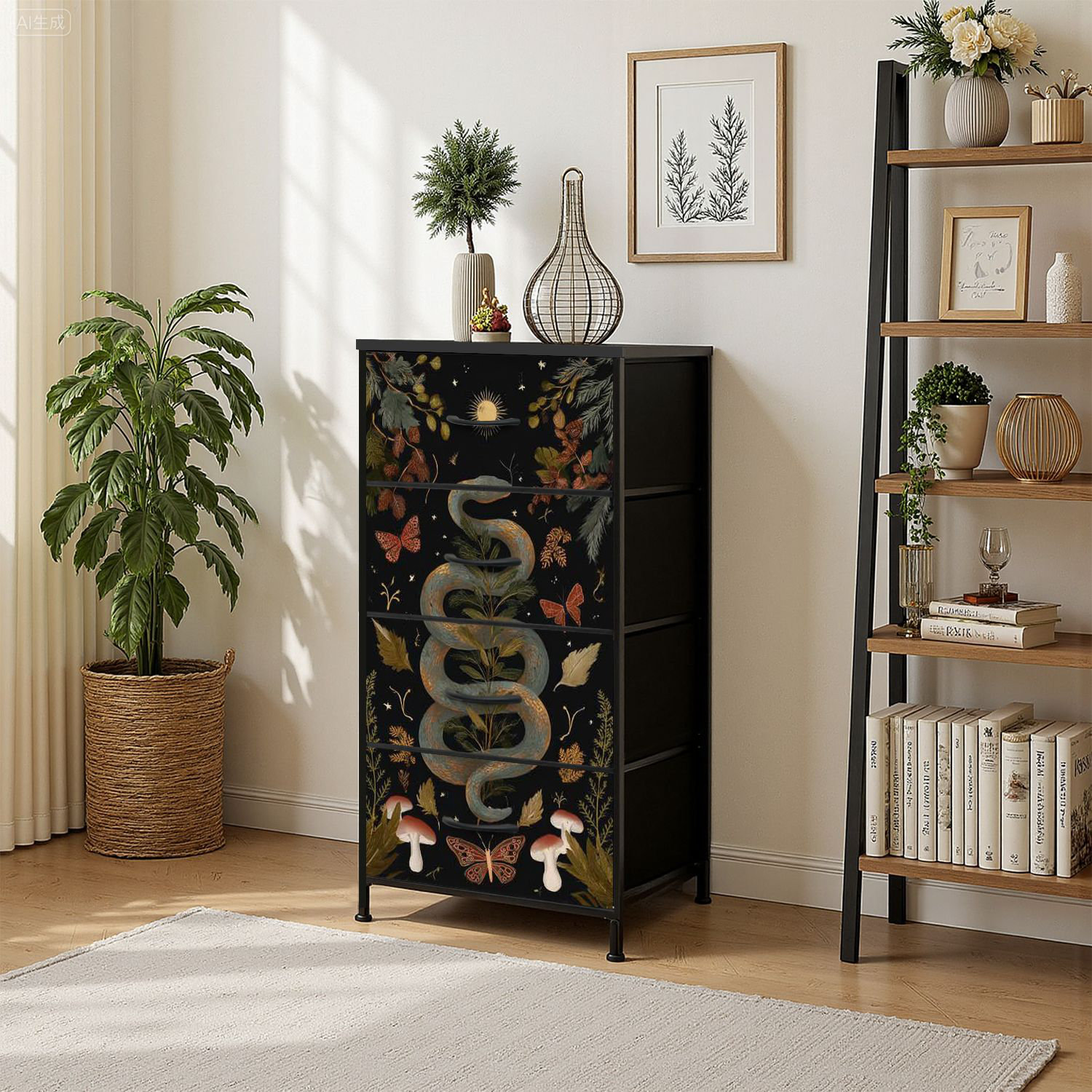 Ebern Designs 4 Drawer Vertical Storage Dresser magical forest elements ...