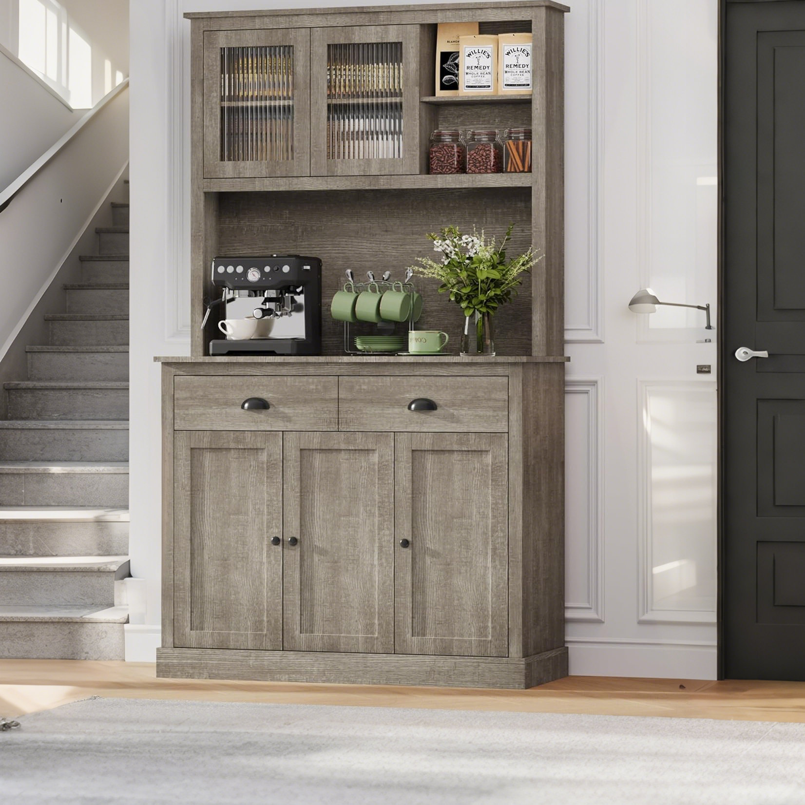 Gracie Oaks Particleboard 5-Door 2-Drawer Food Cabinet Storage Cabinet ...