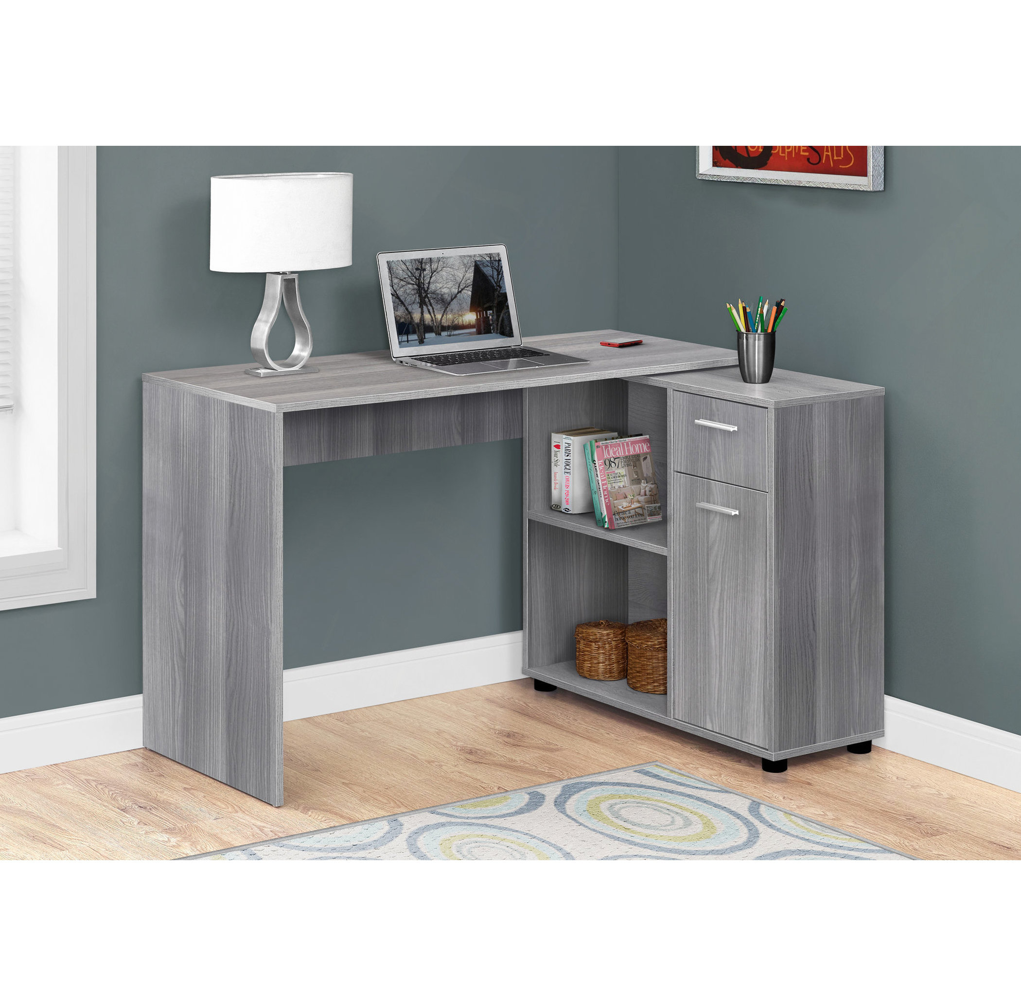 Latitude Run® Desk,Computer Desk, Home Office, Corner, Storage Drawers ...