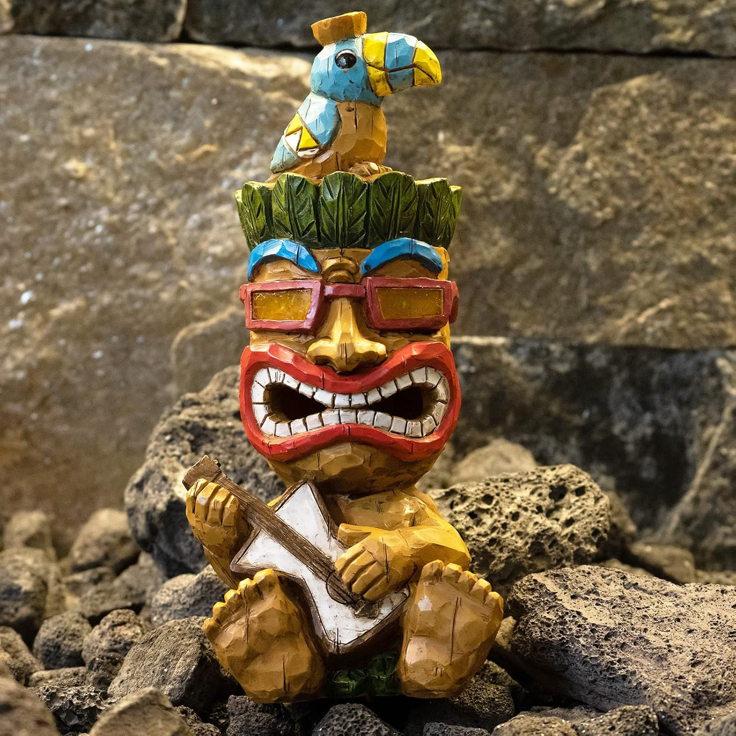 Dakota Fields Solar Tiki Statue Decor-Outdoor Statues-Funny Guitar ...