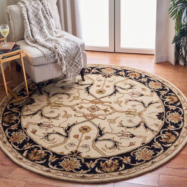 Astoria Grand Balthrop Oriental Hand-Tufted Wool Ivory/Black Area Rug ...