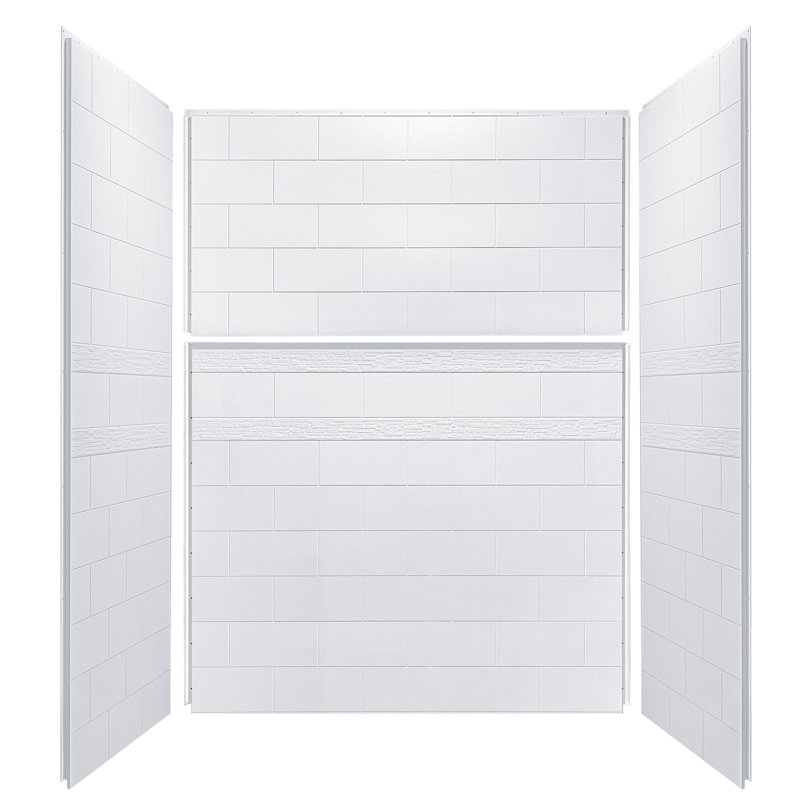 WoodBridge Solid Surface Shower Wall Panel Surround, High Gloss White ...