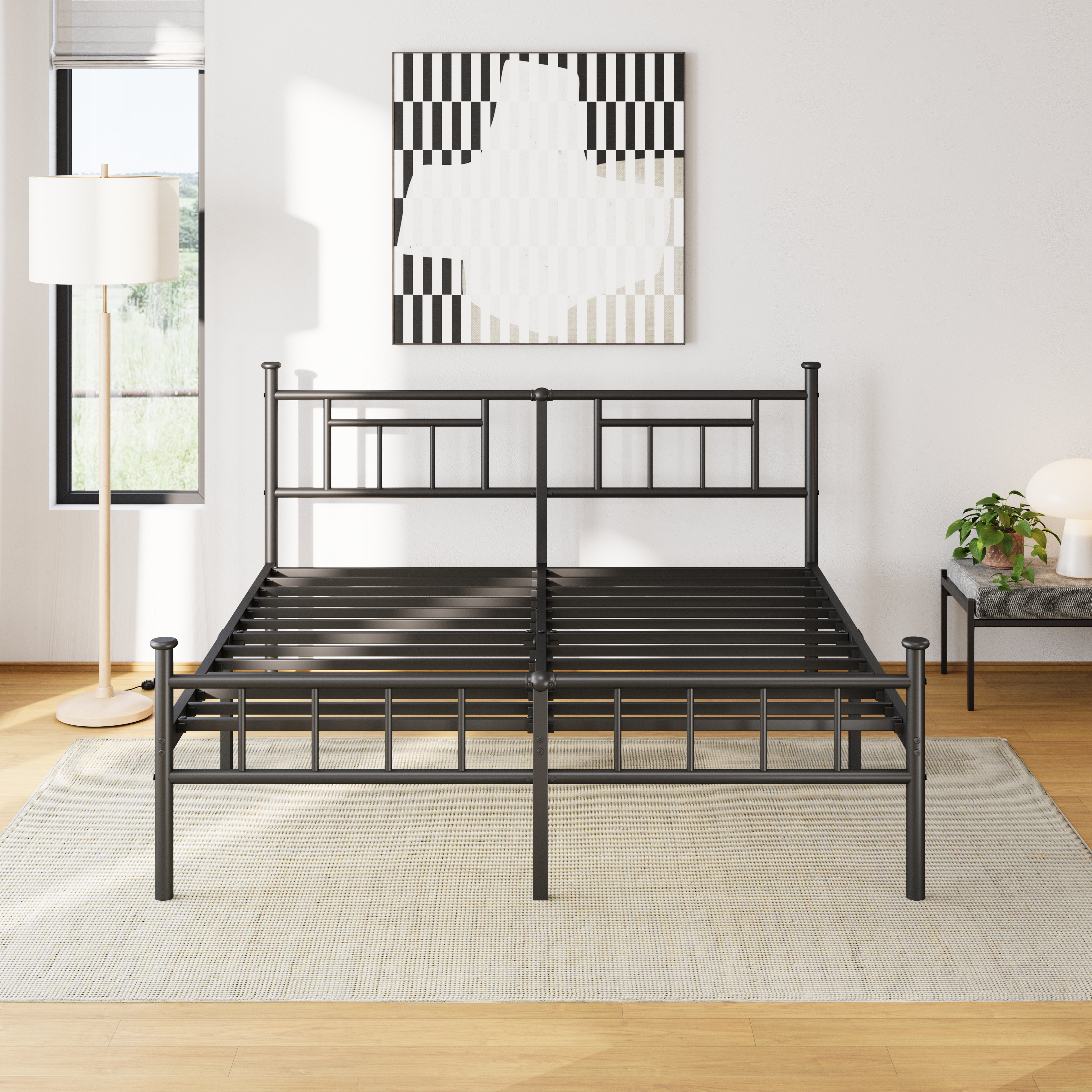 Ebern Designs Carrold 42" High Platform Bed Frame with Modern ...