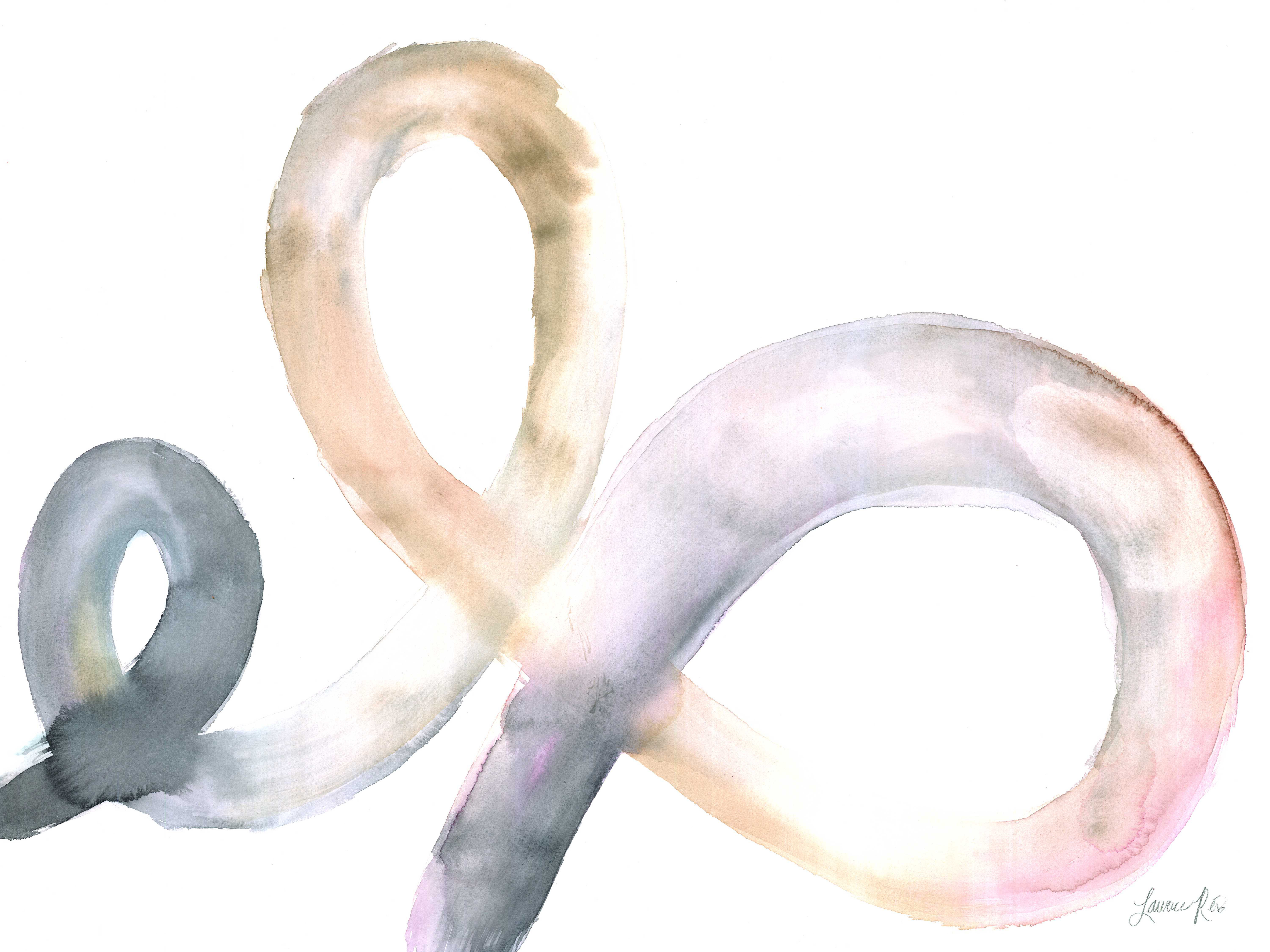 Orren Ellis Loop Shapes Watercolor - Wrapped Canvas Print | Wayfair