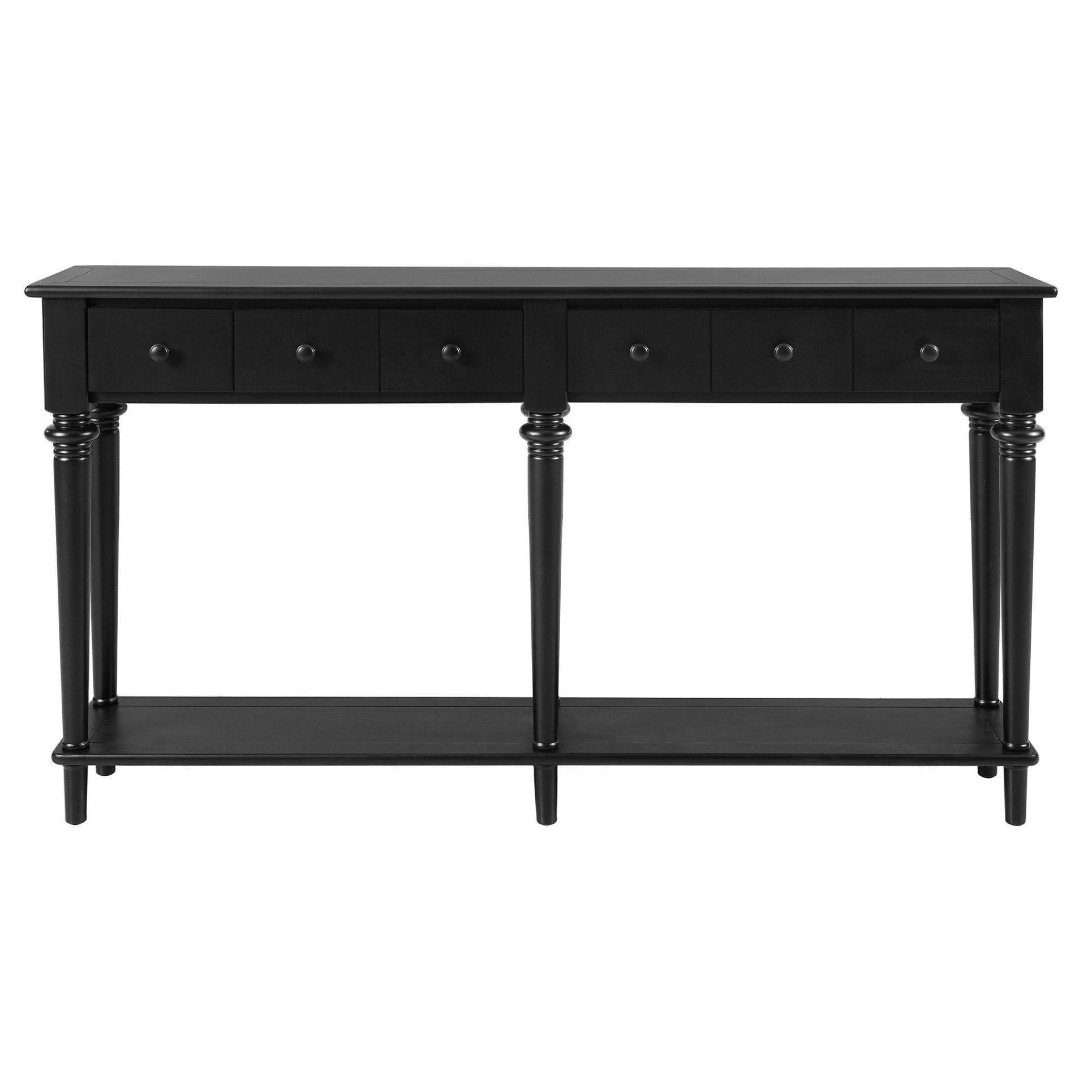 Latitude Run® Retro 4 - Drawer Hallway Table, Black, Pine Veneer Finish ...