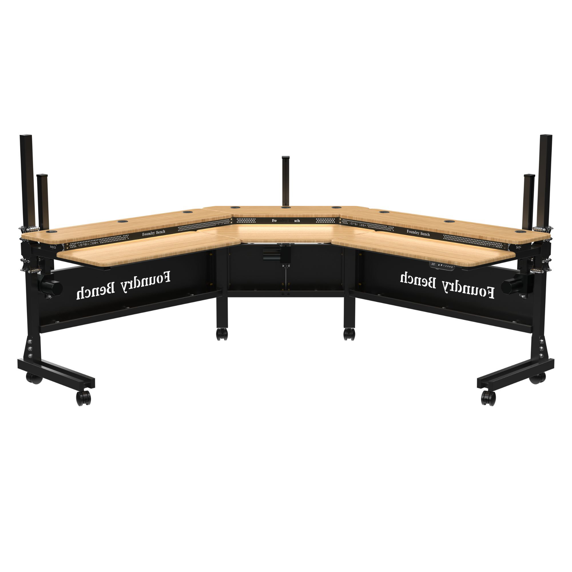 VERSADESK Foundry Bench 80" x 80" Extra Wide Height Adjustable L-Shaped ...