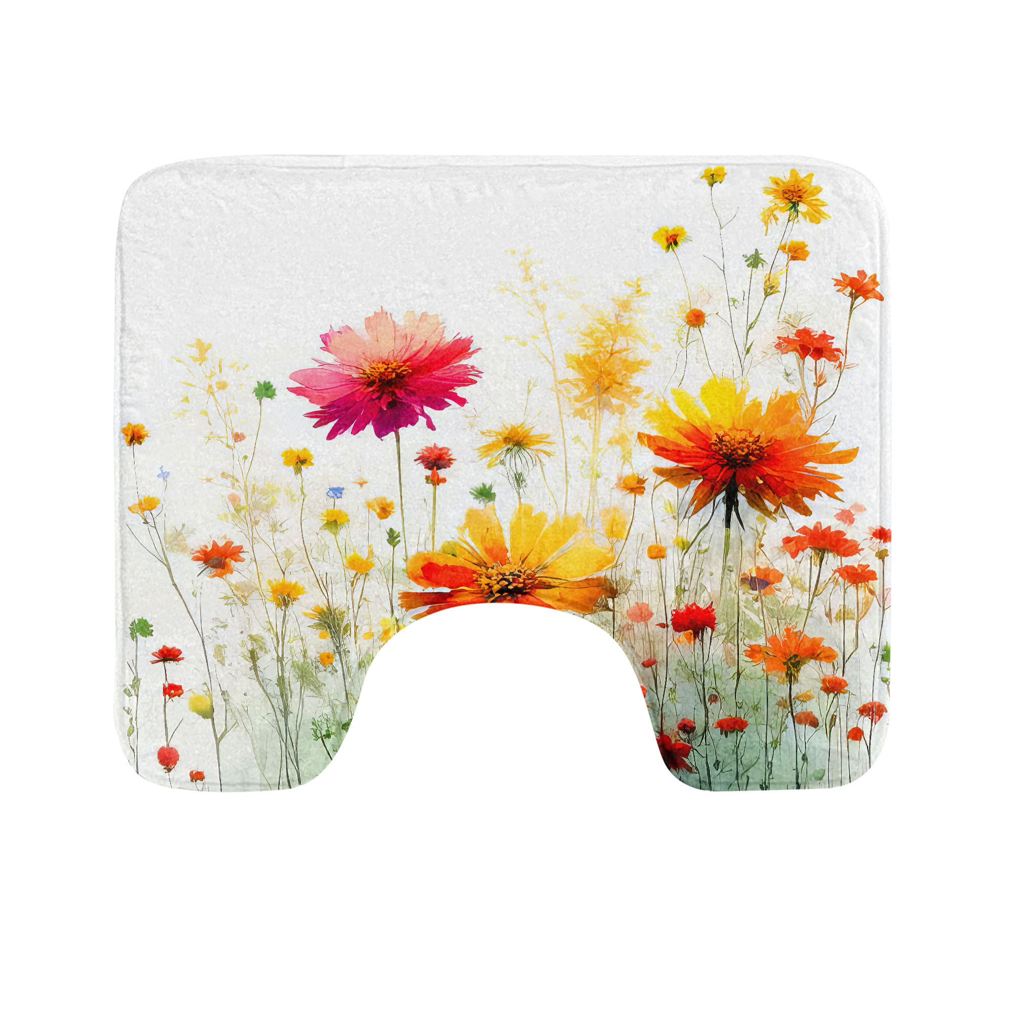 East Urban Home Floral Toilet Mat U-Shape Bathroom Rug 20" Coral ...