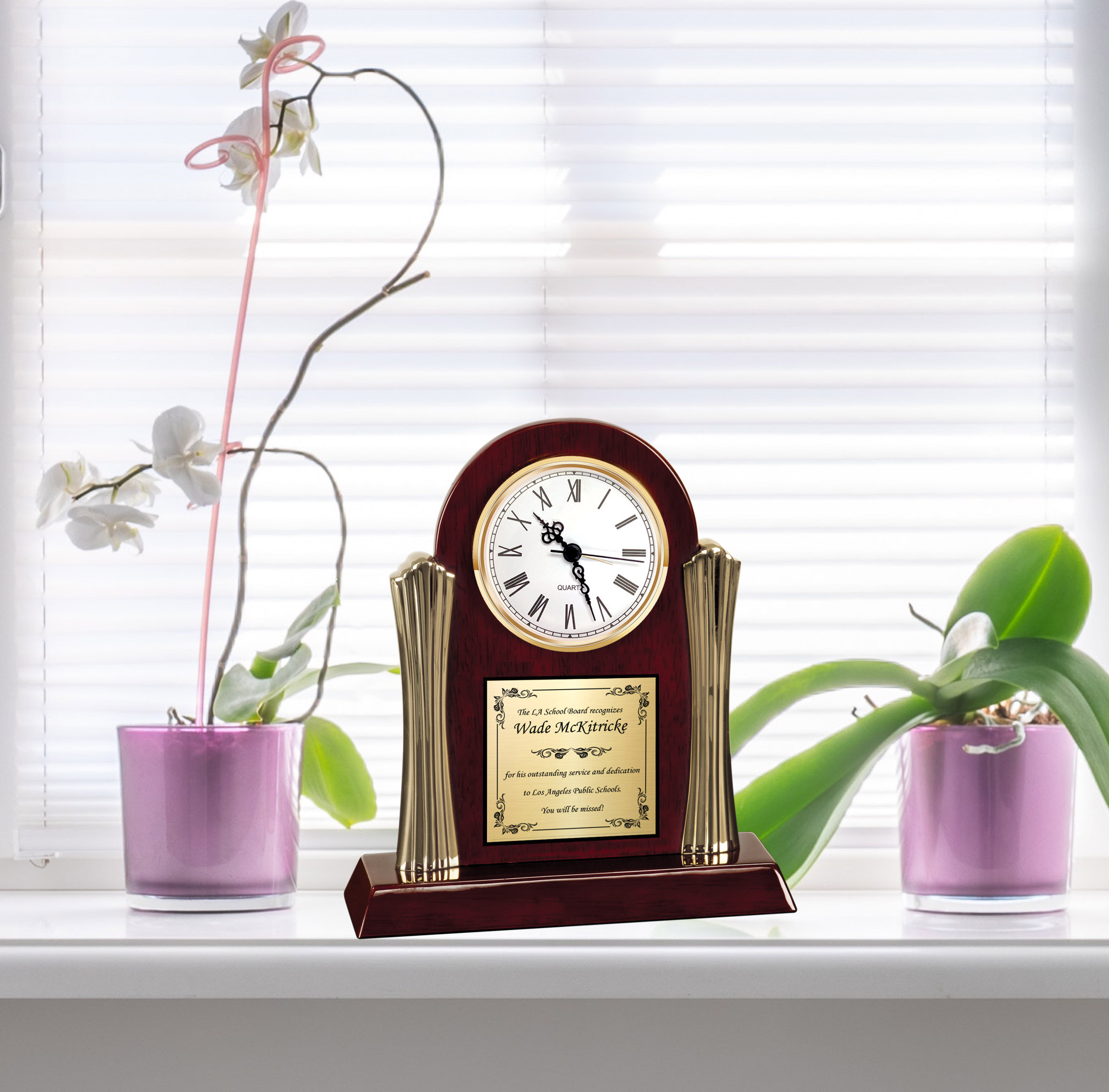 Rosdorf Park Personalized Cherry Wood Recognition Arch Clock With ...