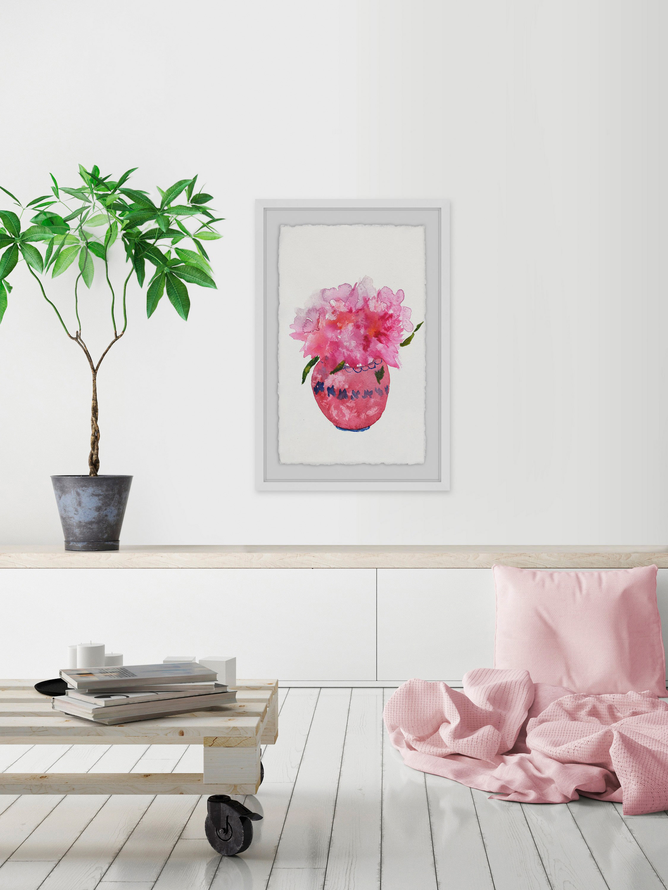 House of Hampton 'Fuchsia Bombshell' Framed Watercolor Painting Print ...
