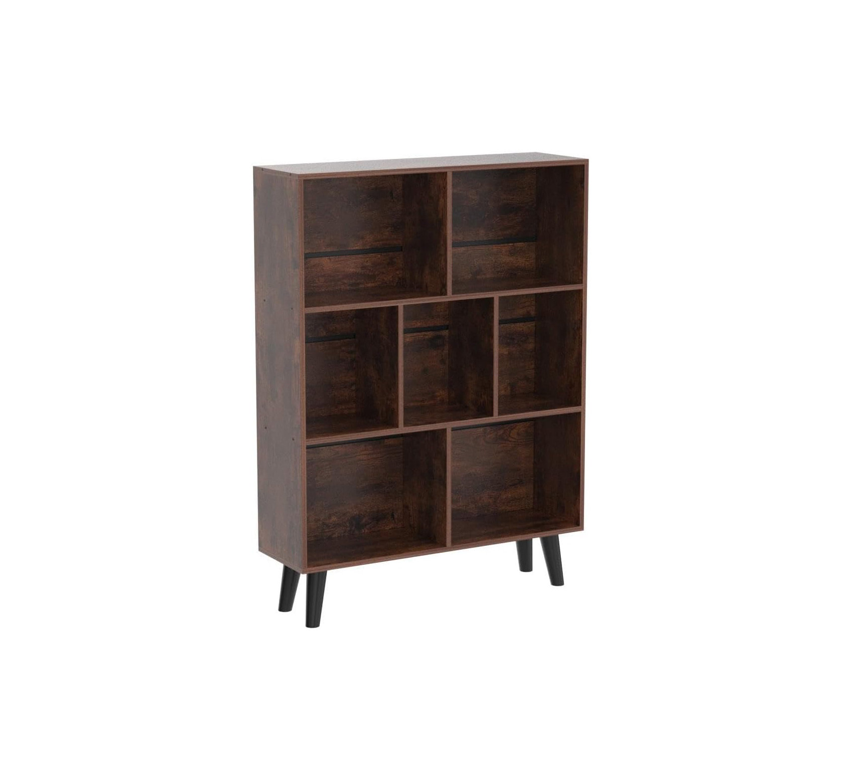 Corrigan Studio Cube Bookshelf 3 Tier Mid-Century Modern Bookcase with ...