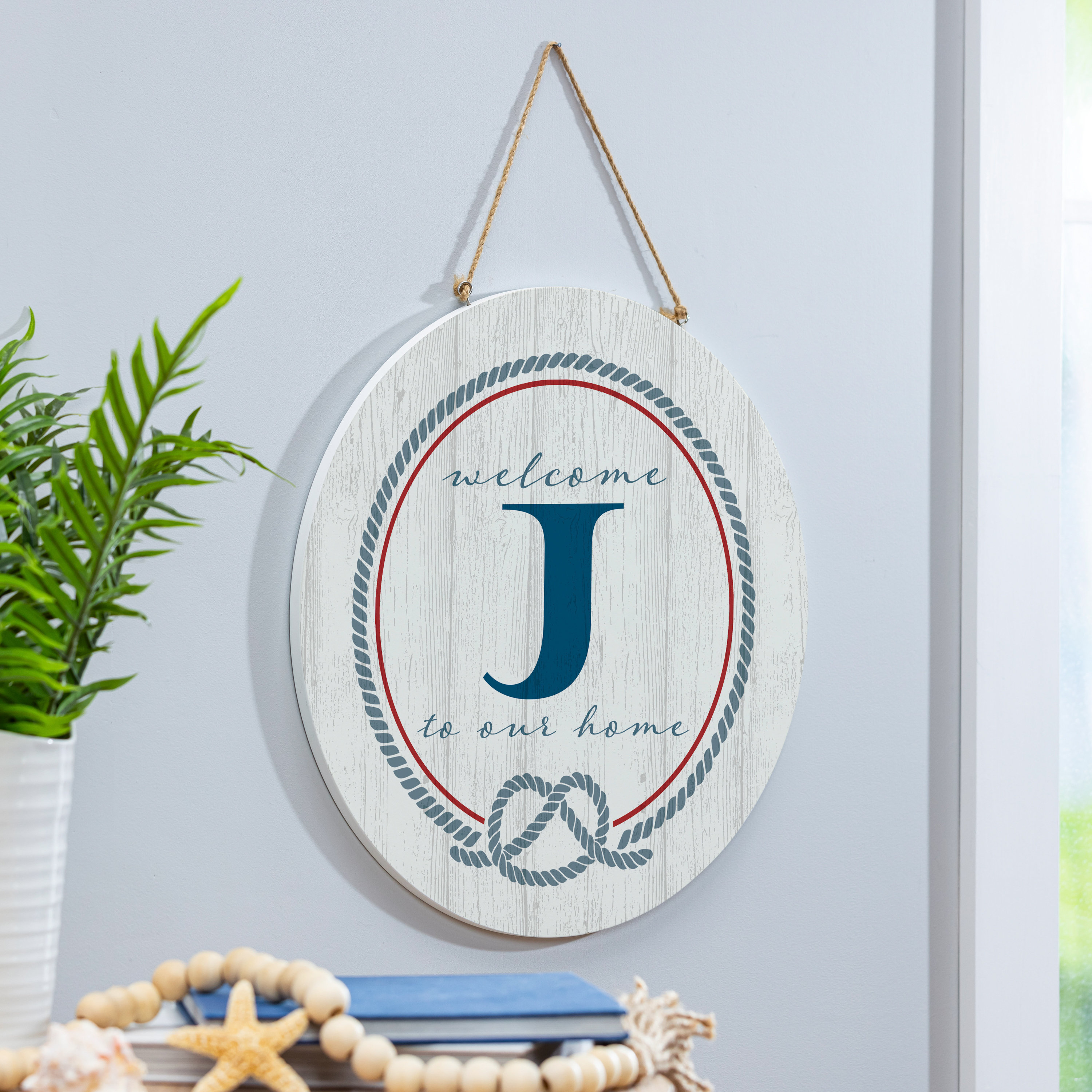 Breakwater Bay Coastal Door Decor Monogram White 18" J J | Wayfair