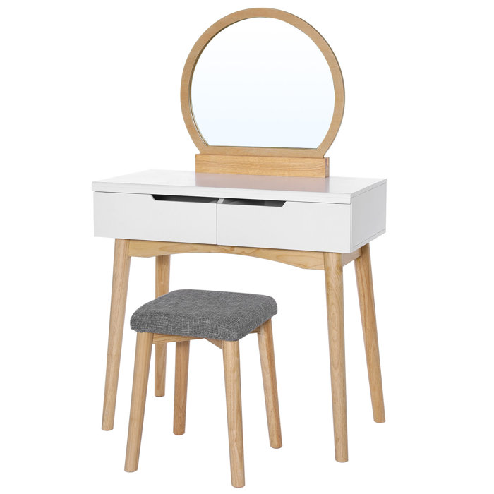 Wrought Studio Arinze Vanity Set with Stool and Mirror & Reviews | Wayfair