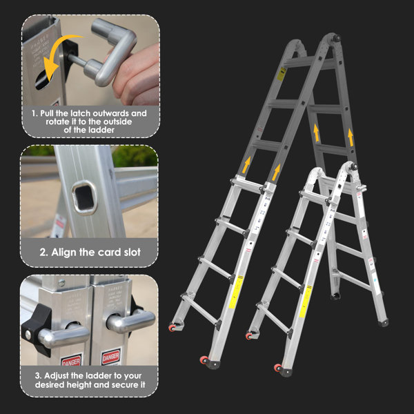 WFX Utility™ Multi-Purpose Telescopic Ladder, Collapsible Ladder ...