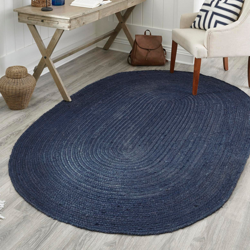 Breakwater Bay Catriona Hand-Braided Navy Blue Area Rug & Reviews | Wayfair