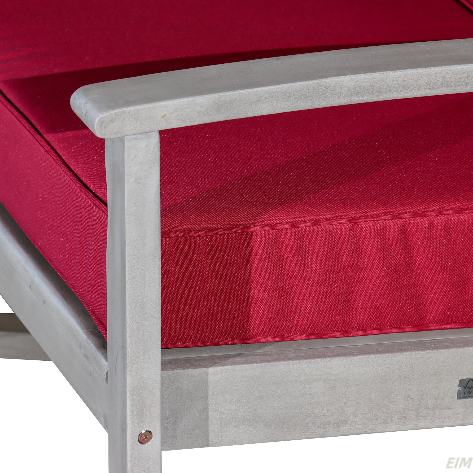 Latitude Run® Eucalyptus Rocking Chair With Cushions, Burgundy Cushions ...