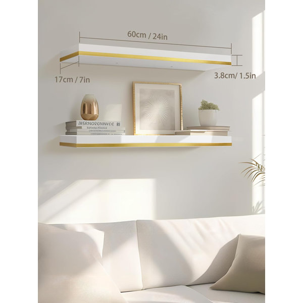 Mercer41 Floating Shelves Set of 2, Modern White Floating Shelves for ...