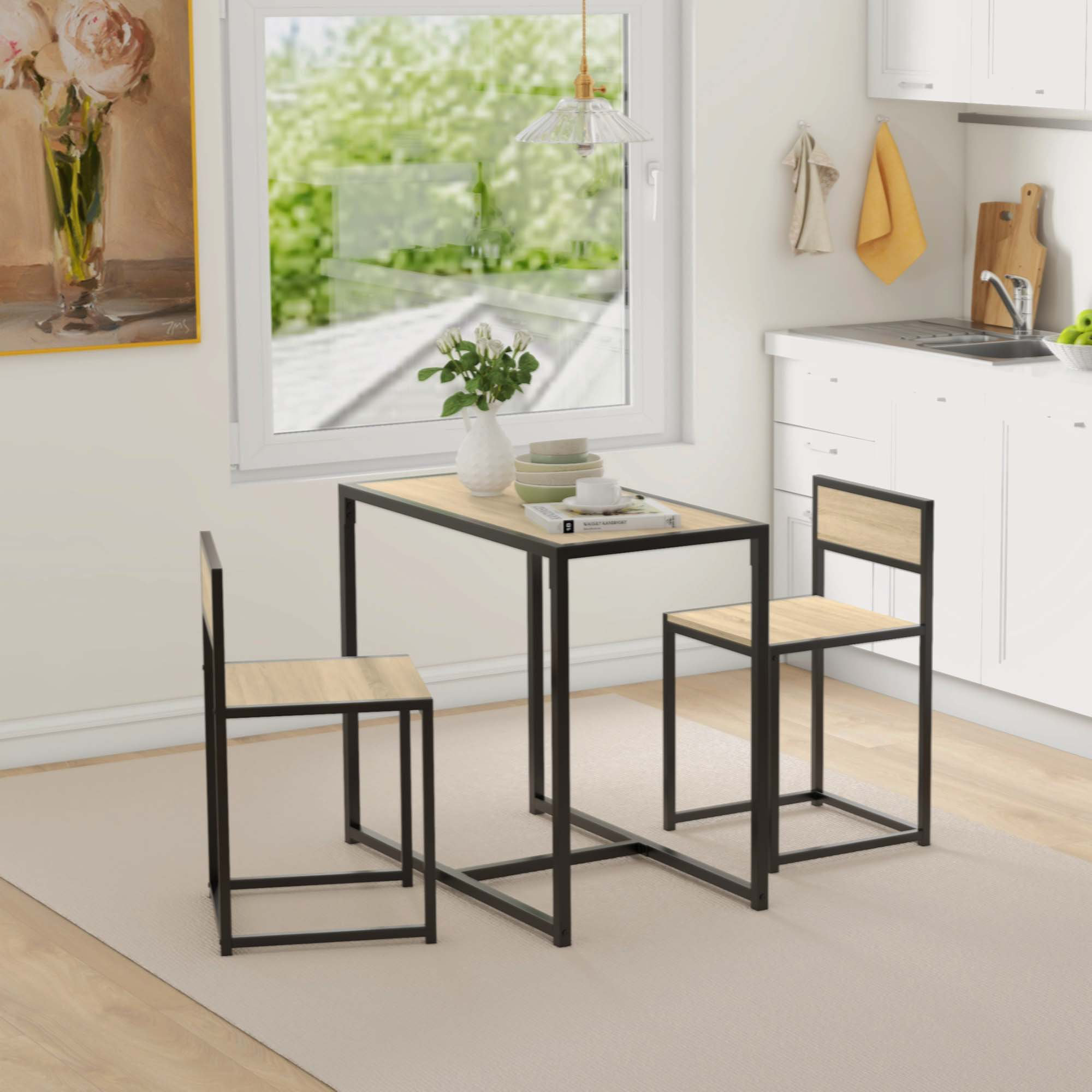 17 Stories 3-Piece Industrial Dining Table Set for 2 Person, Kitchen ...