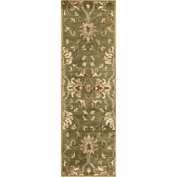 Fleur De Lis Living Akash Handmade Wool Emerald Green Rug | Wayfair