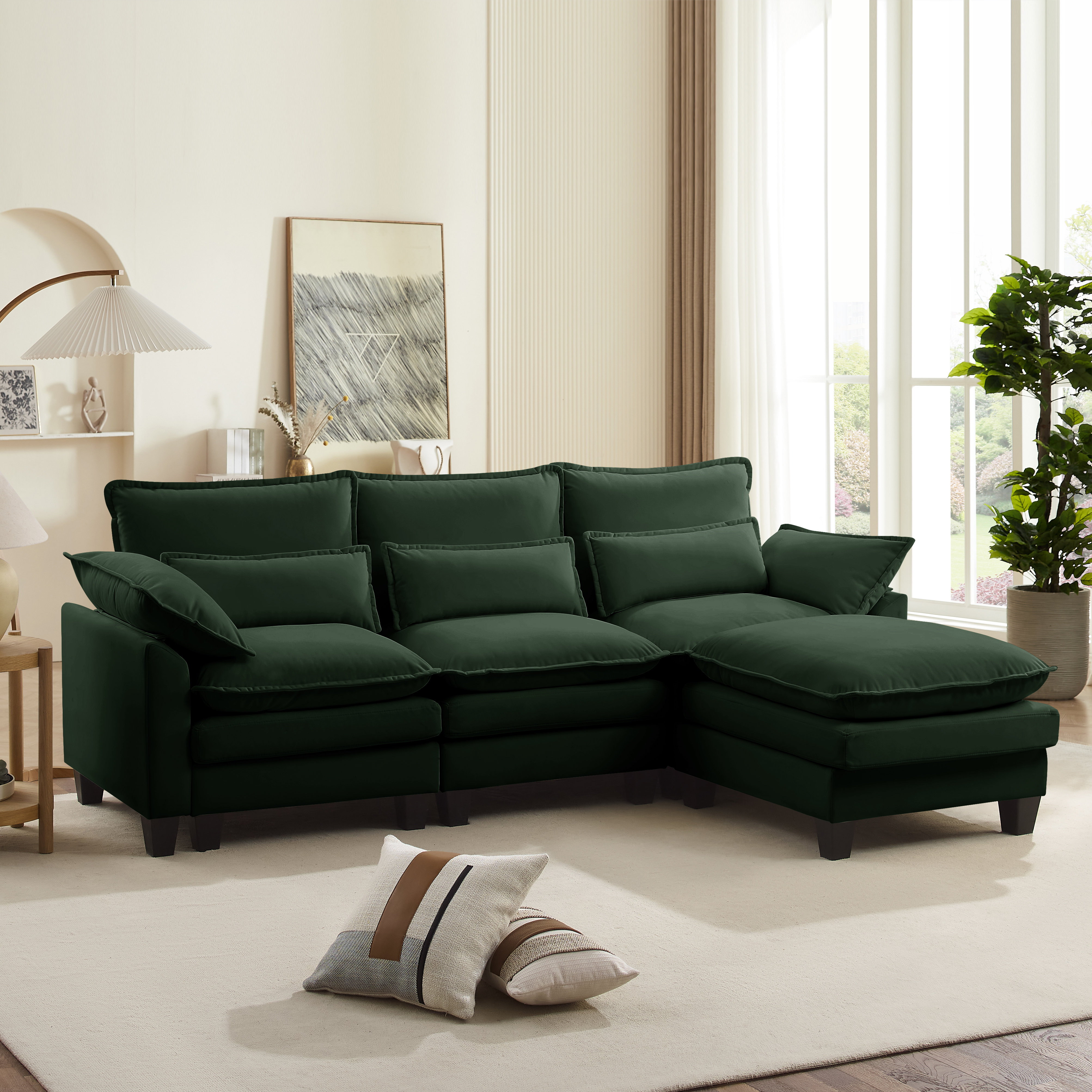 Ebern Designs Sectional Modular Sofa L Shaped Fabric Couch With High ...