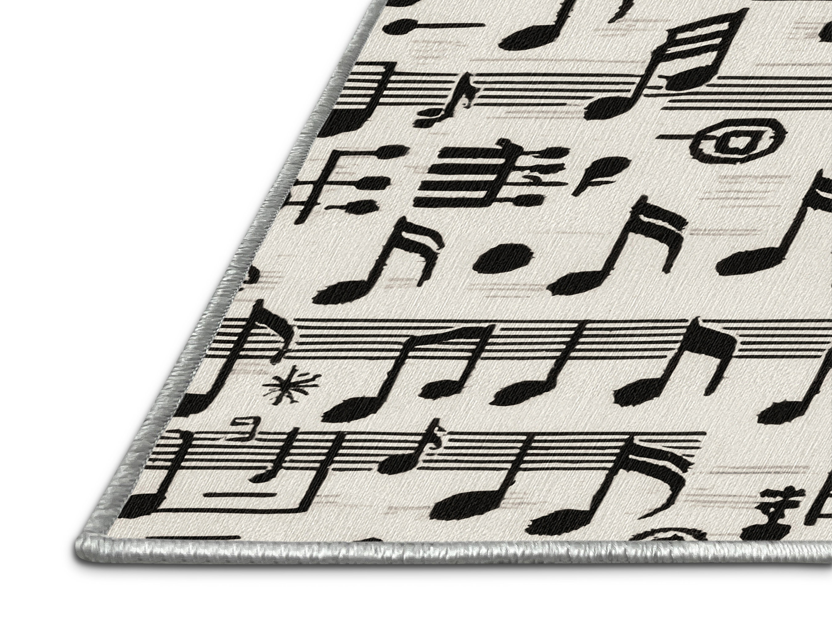 Hokku Designs Washable Musical Notes and Symbols Music Area Rug | Wayfair