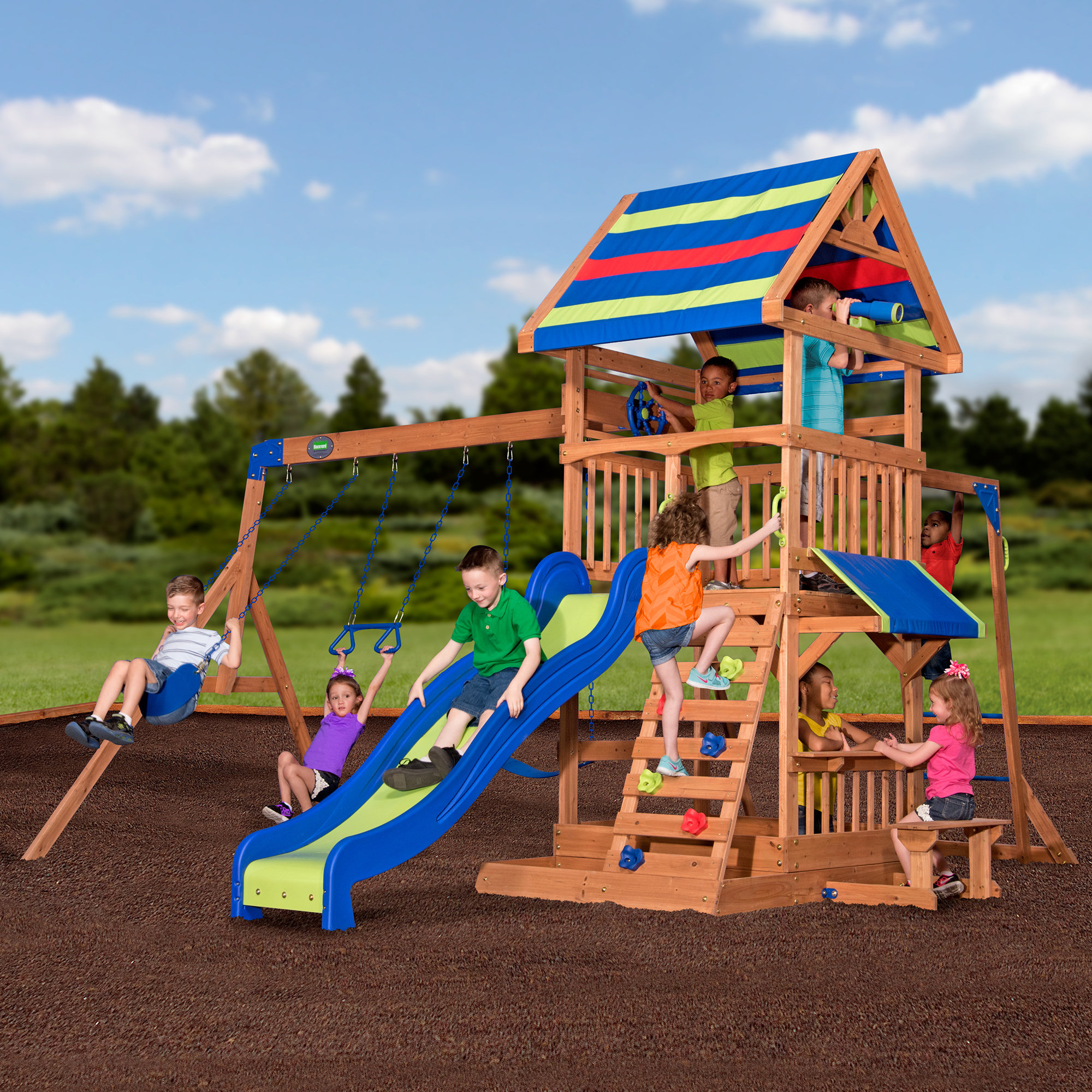 Backyard Discovery Beach Front Wooden Swing Set & Reviews | Wayfair