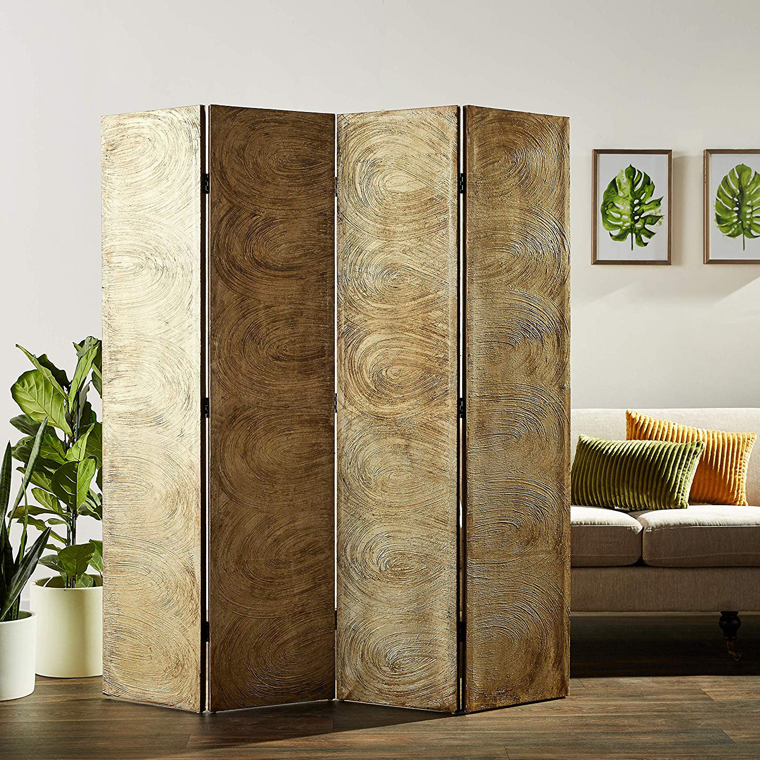 Screen Gems 63'' W x 72'' H 4 - Panel Solid Wood Folding Room Divider ...
