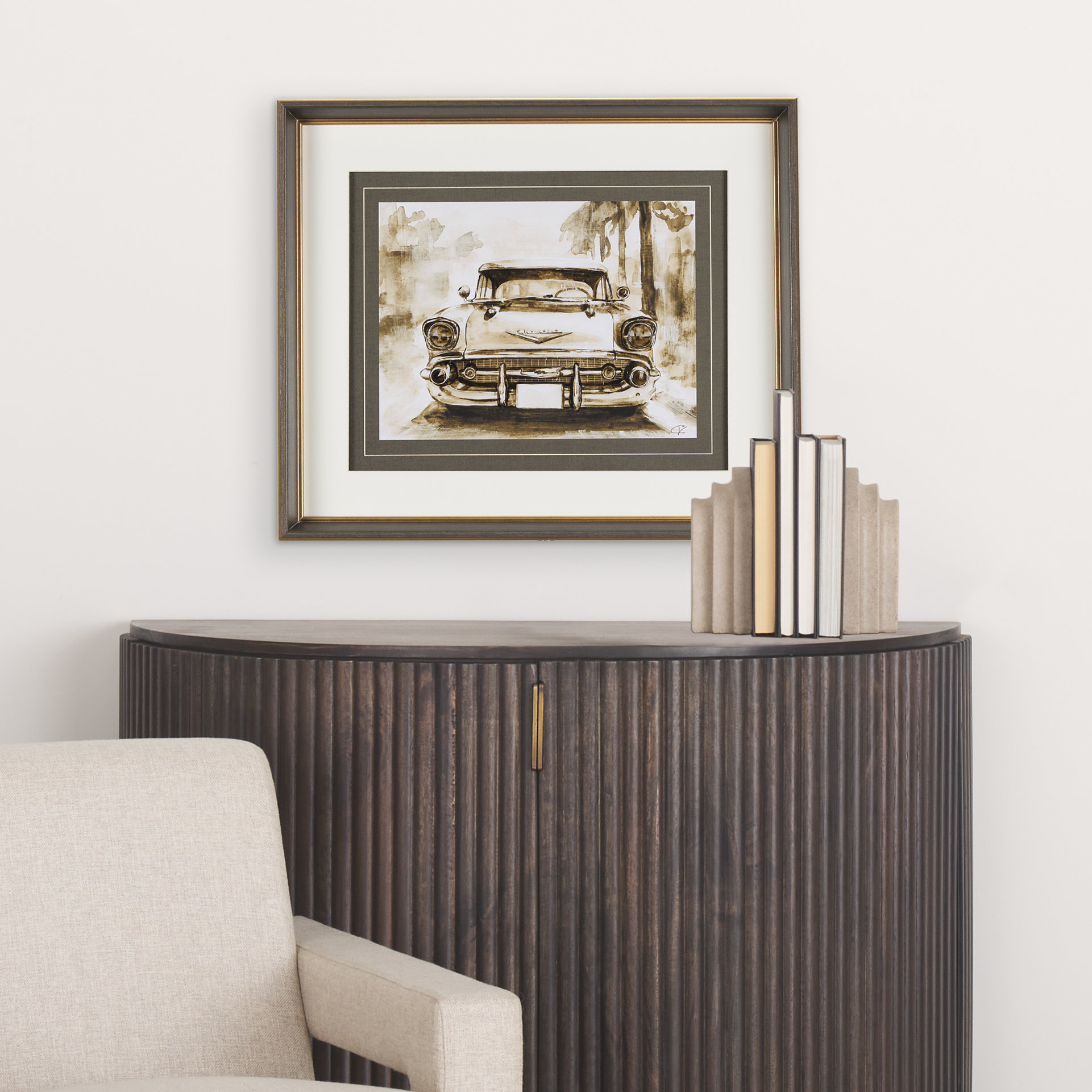 Williston Forge Vintage Car Picture Hand Embelished Framed Art Print ...