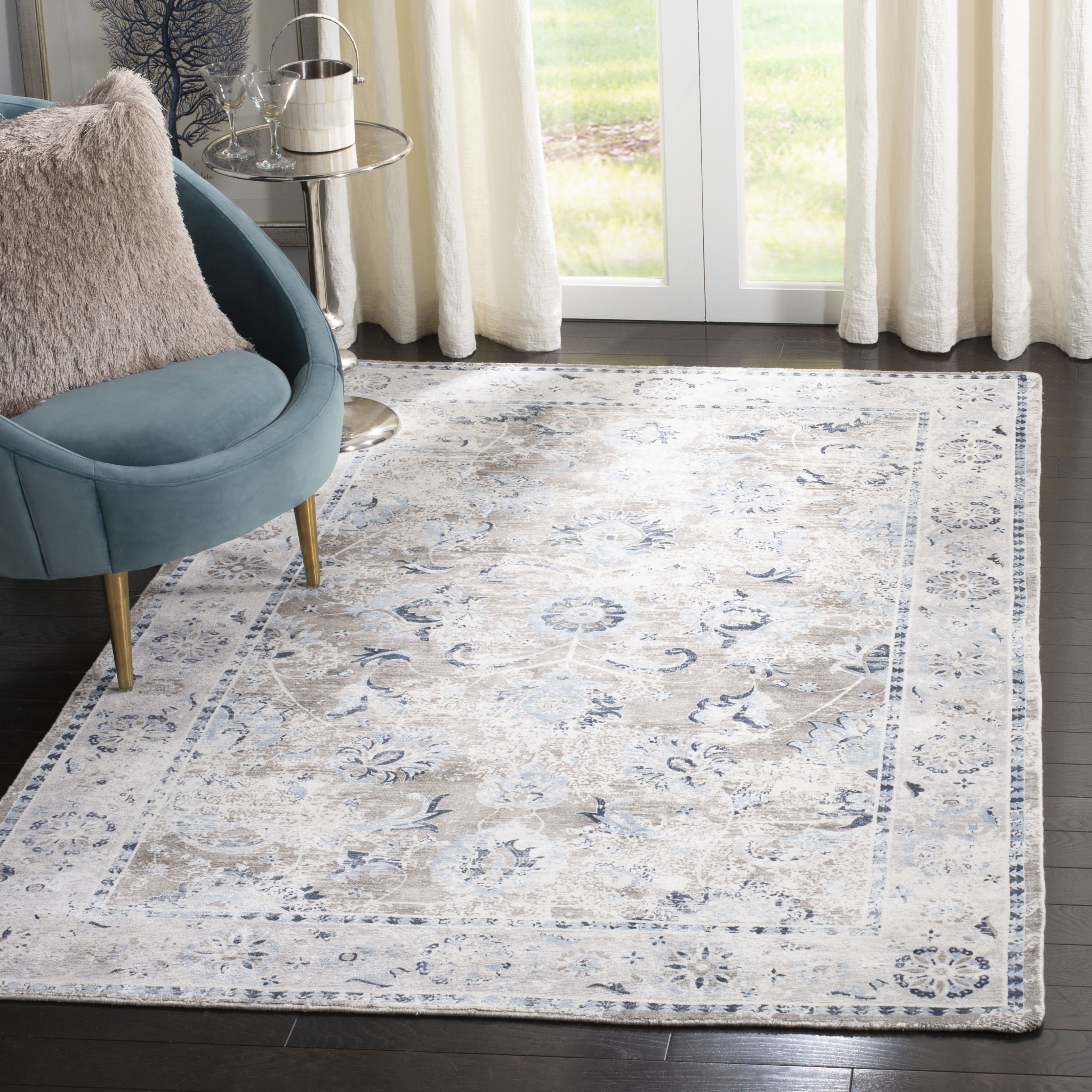 Rosdorf Park Brianne Hand Loomed Viscose/Cotton Oriental Rug in Gray ...