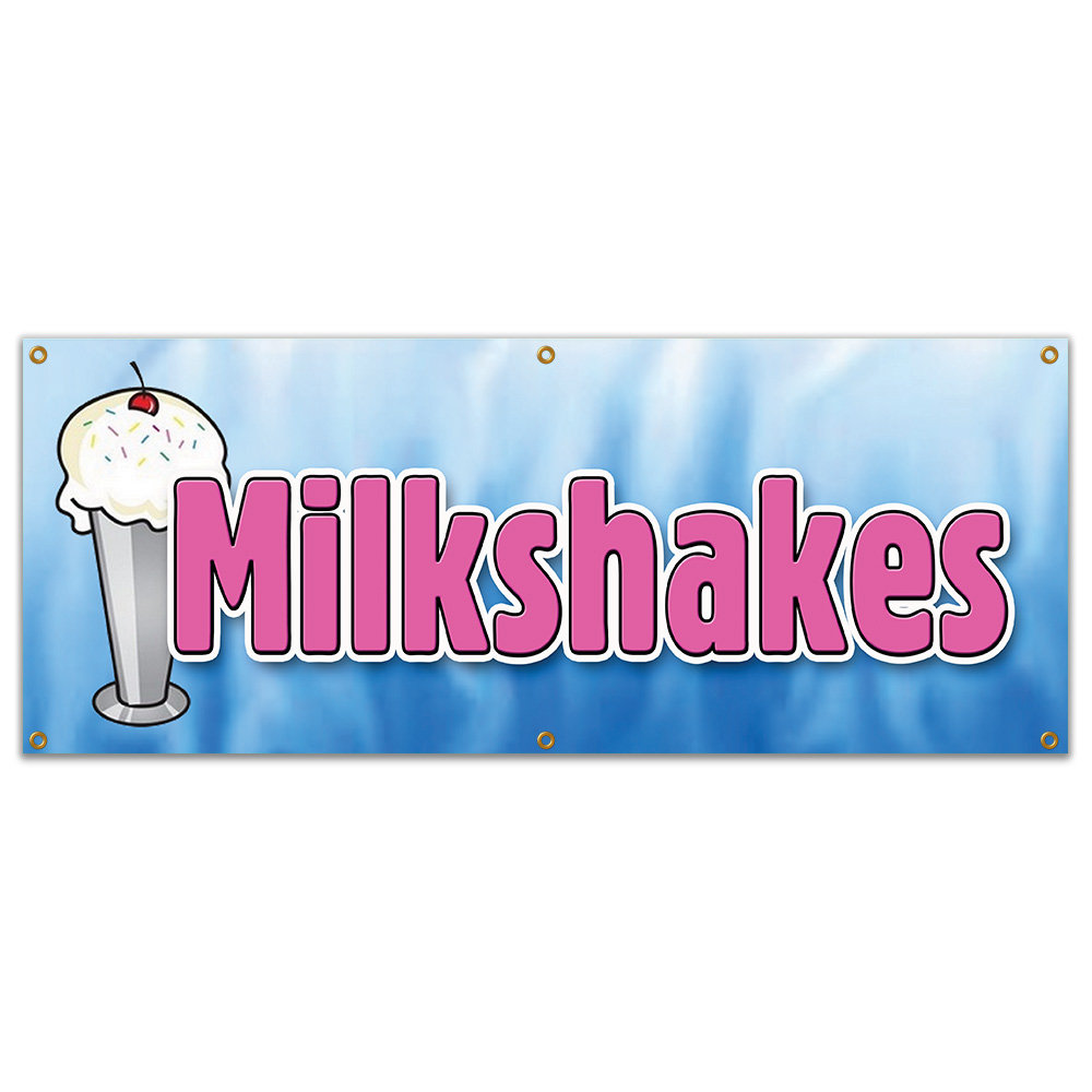 SignMission Milkshakes Banner Heavy Duty 13 Oz Vinyl With Grommets ...