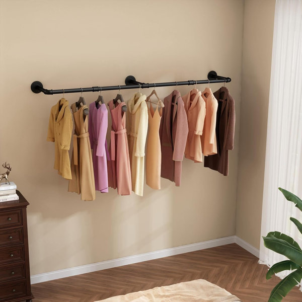 Trent Austin Design® 60 Inch Industrial Pipe Clothing Racks, Wall ...