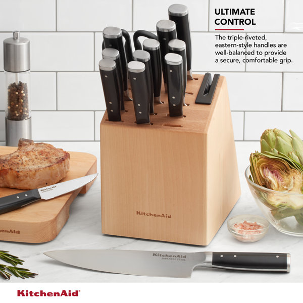 KitchenAid® Gourmet 14-Piece Black Birch Knife Block Set & Reviews ...