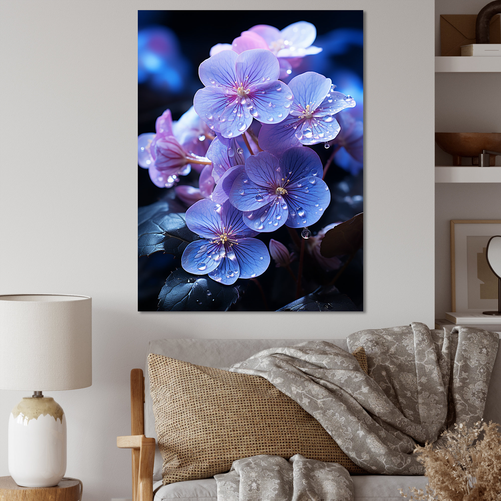 Design Art Violets Illuminated By Moonlight I On Canvas Print | Wayfair